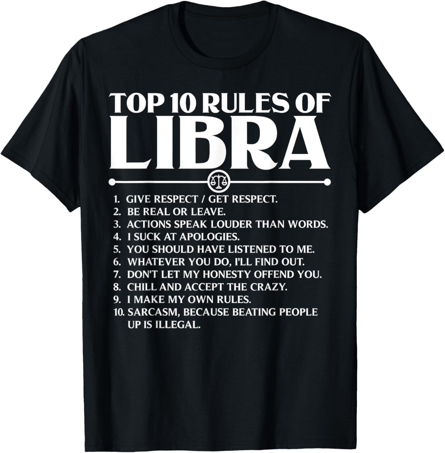 Horoscope Symbols Astrology Sign Top 10 Rules Of Libra T-Shirt ...
