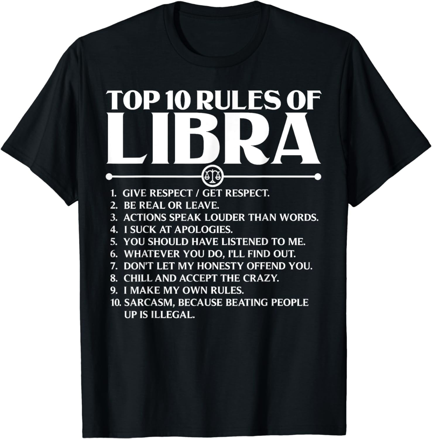 Horoscope Symbols Astrology Sign Top 10 Rules Of Libra T-Shirt ...