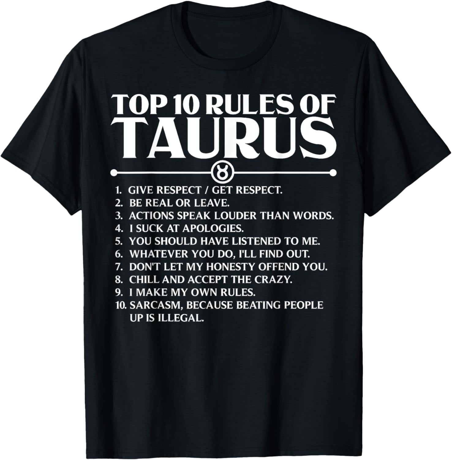 Horoscope Symbols Astrology Sign Top 10 Rules Of Taurus T-Shirt - Walmart.com
