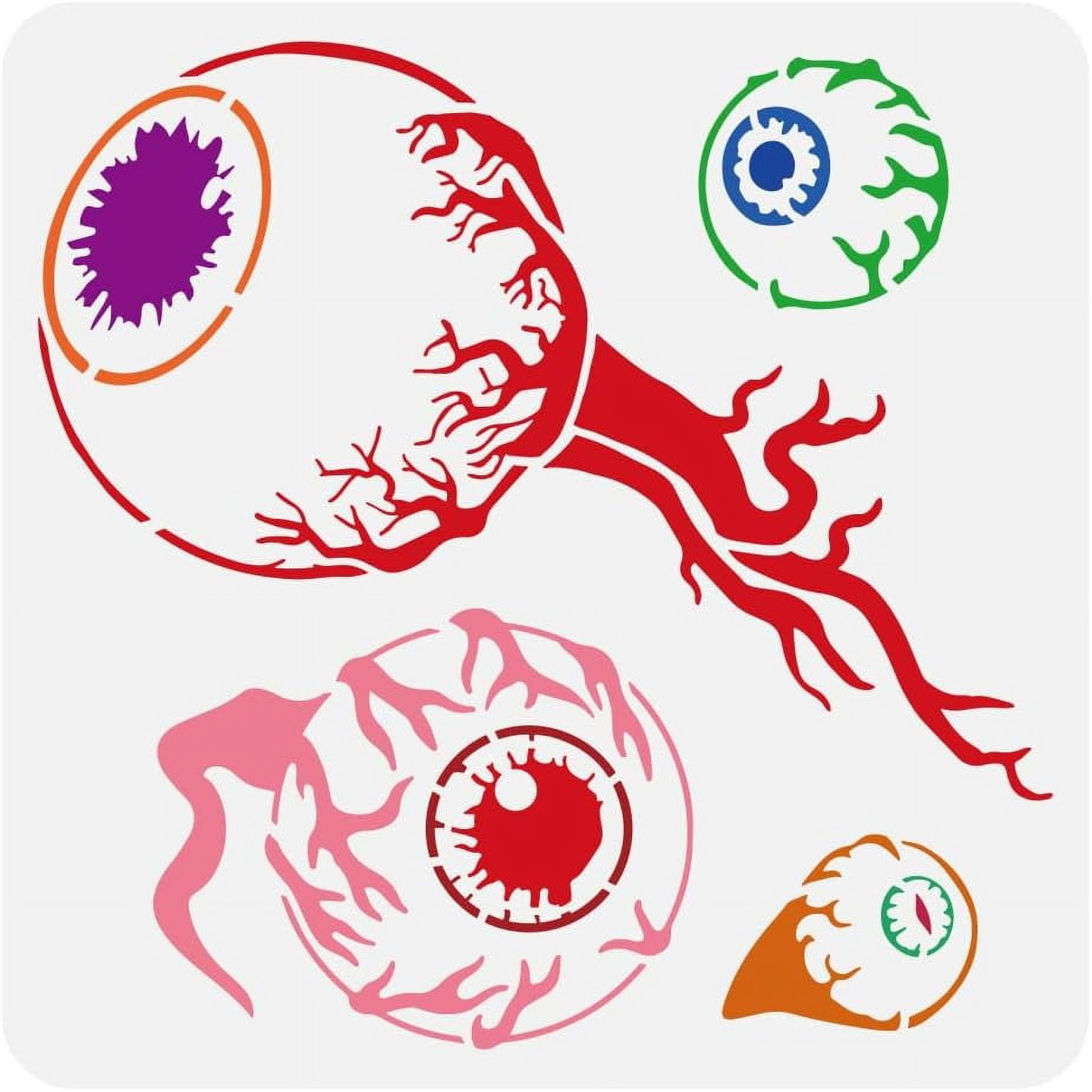 Horrible Eyeball Stencil 11.8x11.8 inch Decorative Bloodshot Eyeballs ...