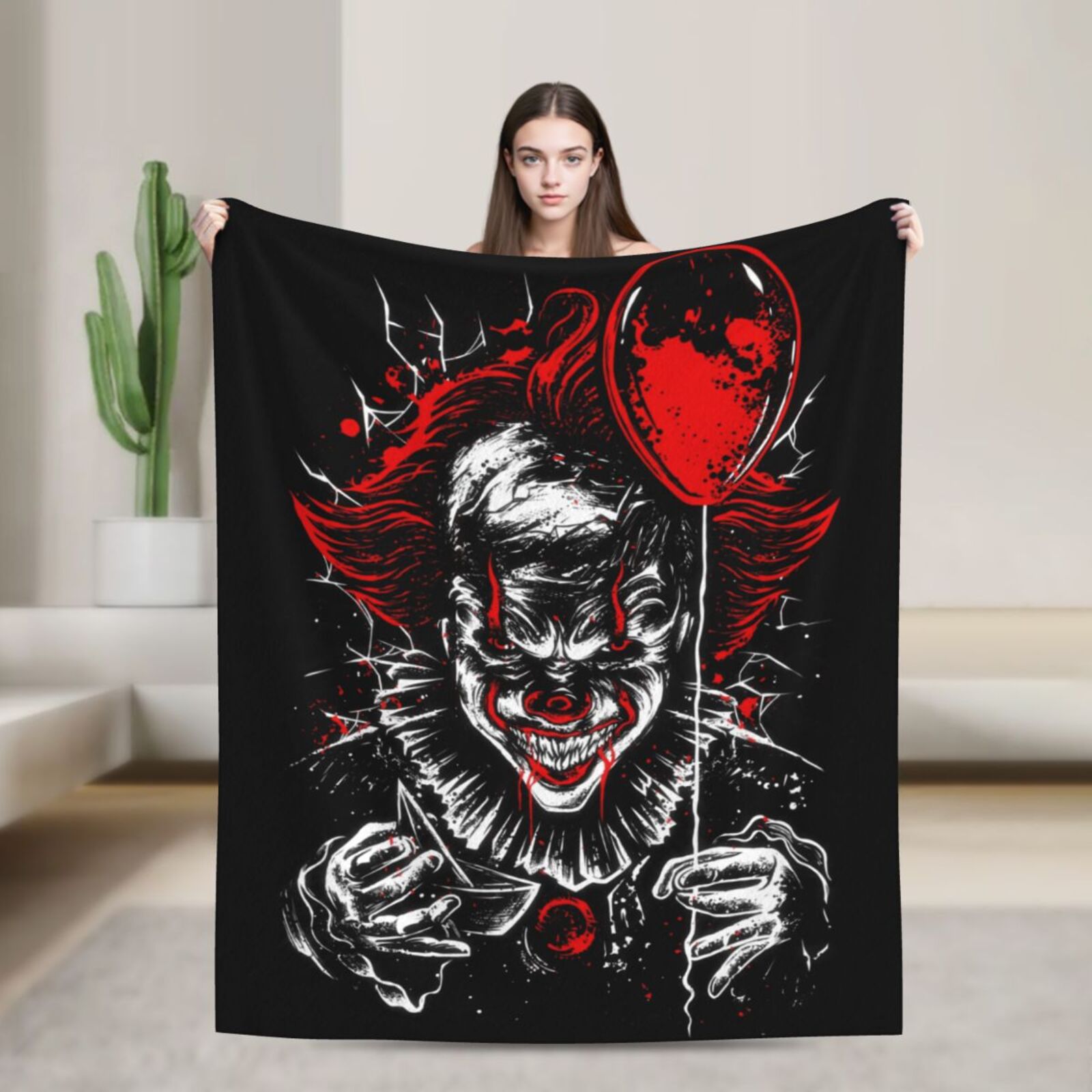 Horrible Pennywise Flannel Blanket Funny Ultra-Soft Micro Warm Throw ...