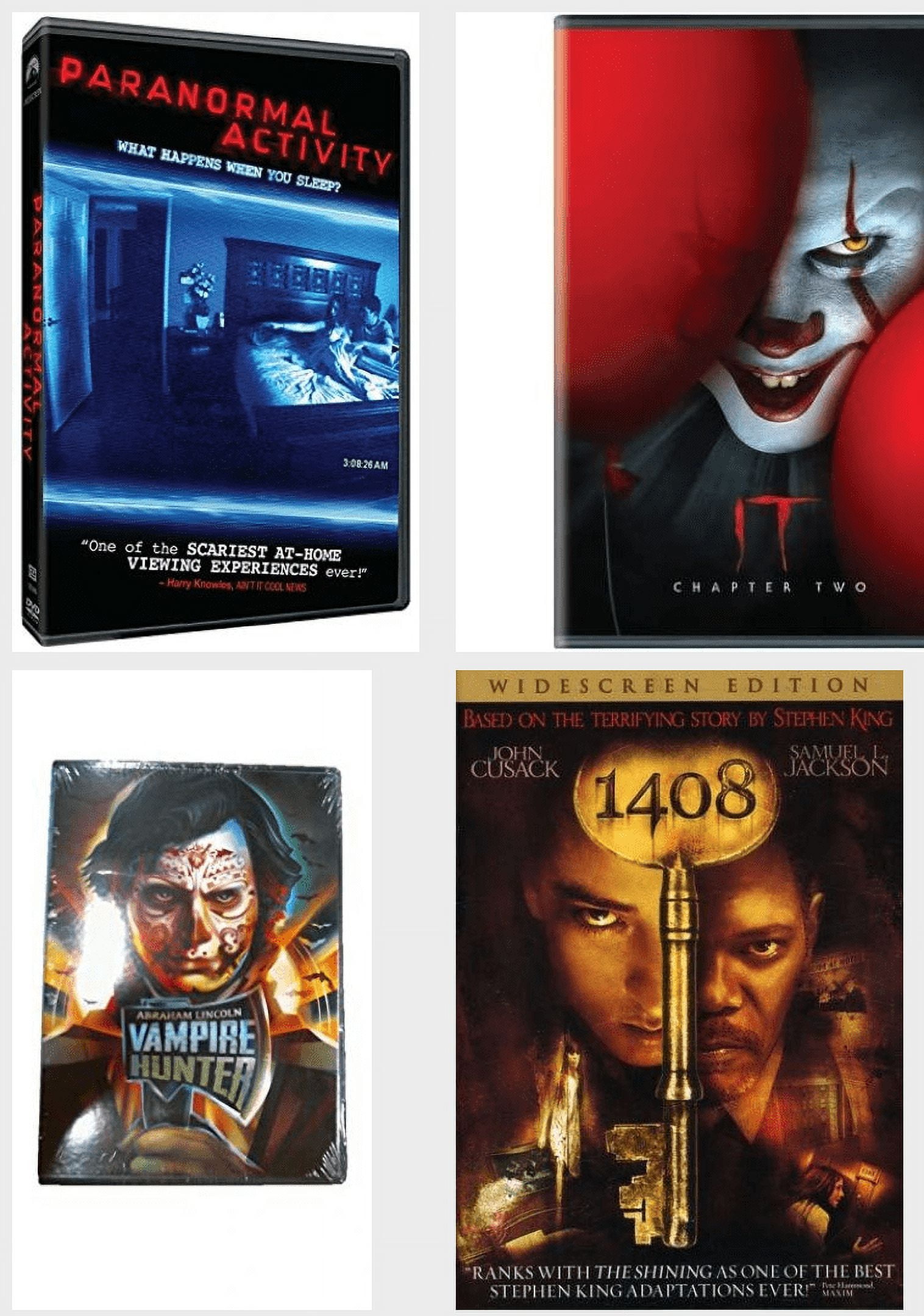 Horror 4 Pack DVD Bundle: Paranormal Activity, It Chapter Two, Abraham ...