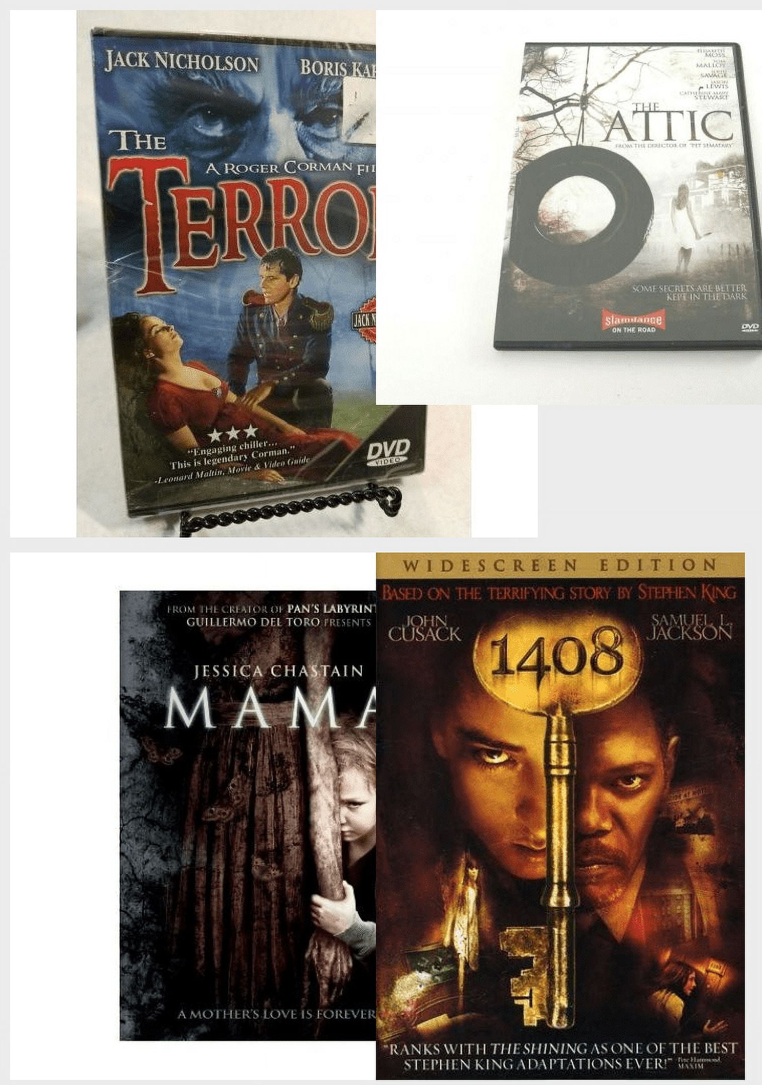 Horror 4 Pack DVD Bundle: The Terror, The Attic, Mama, 1408 - Walmart.com