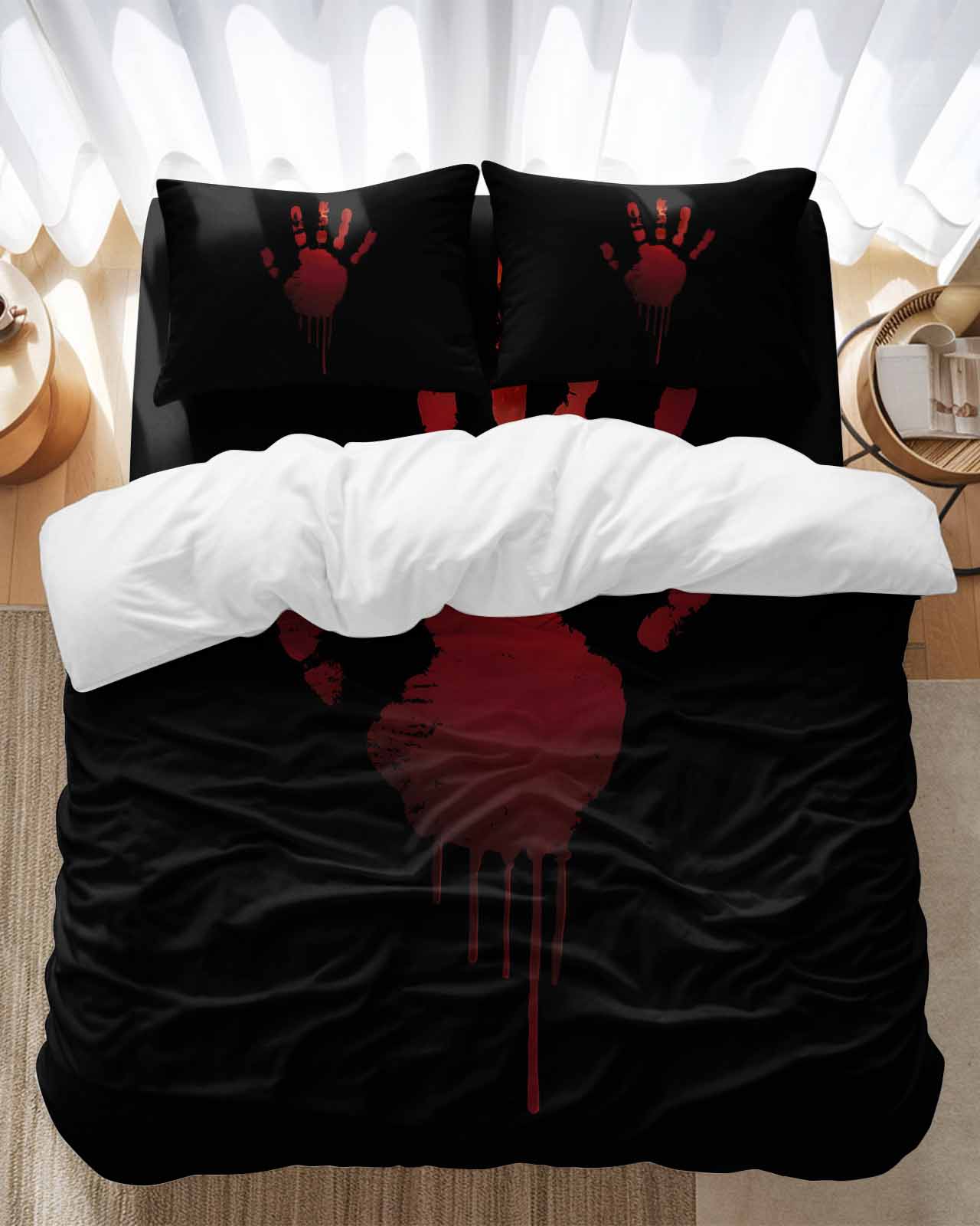 Horror Bloody Hand Bedding Duvet Cover Set Twin Size 4 Pieces Halloween ...