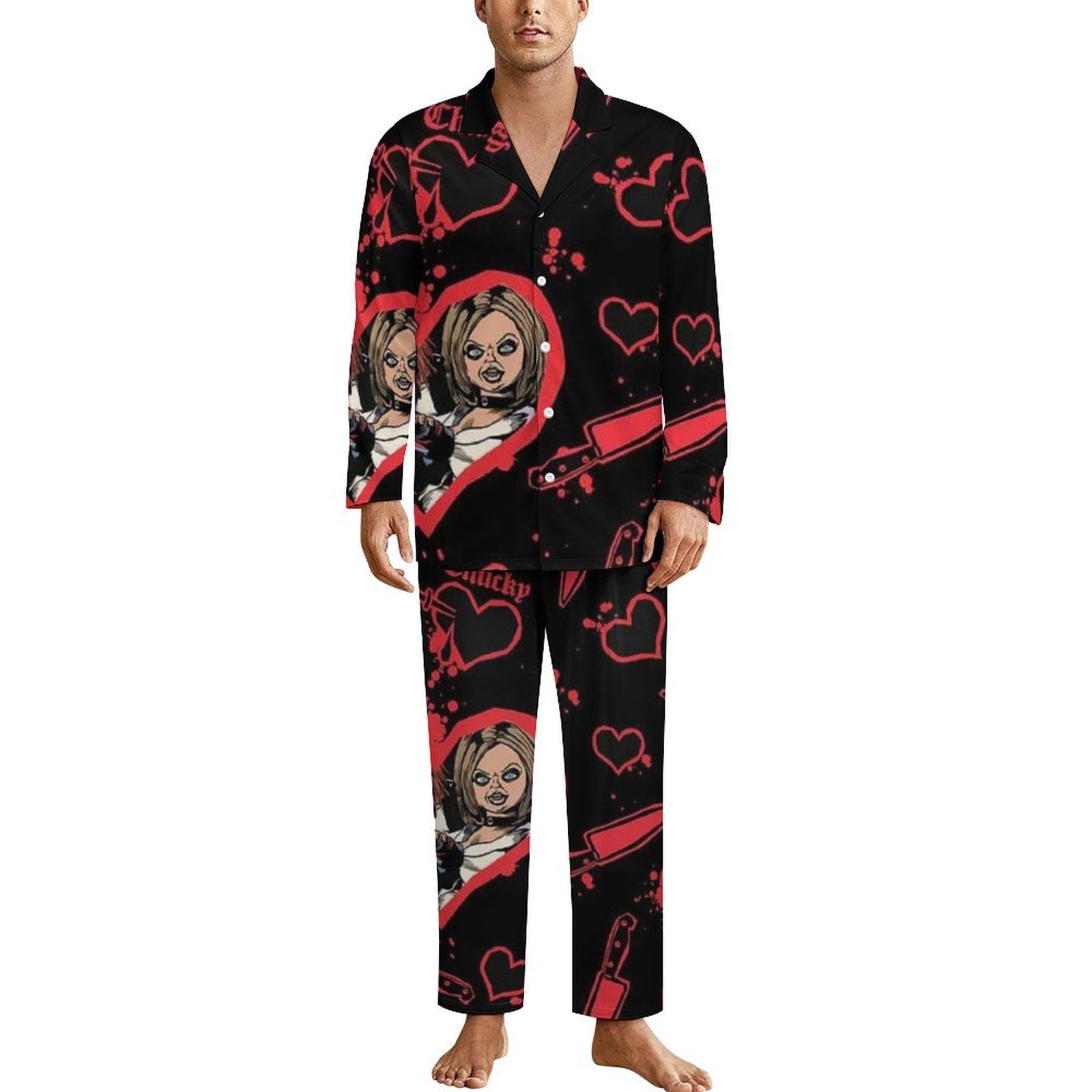 Horror Bride Of Chucky Long Sleeved Pajama Set for Men Sleepwear Sets ...