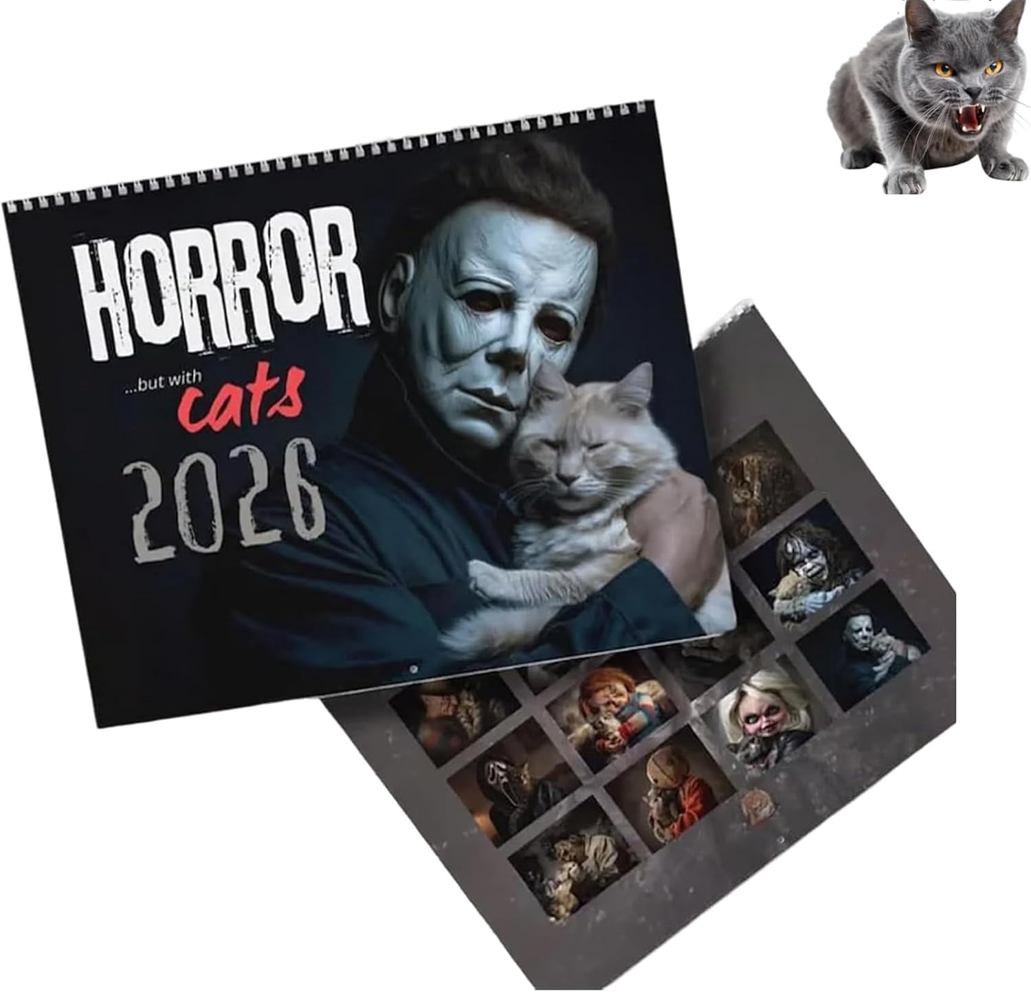 Horror & Cats 2026 Wall Calendar - Ideal for Horror Film Fans, Scary ...