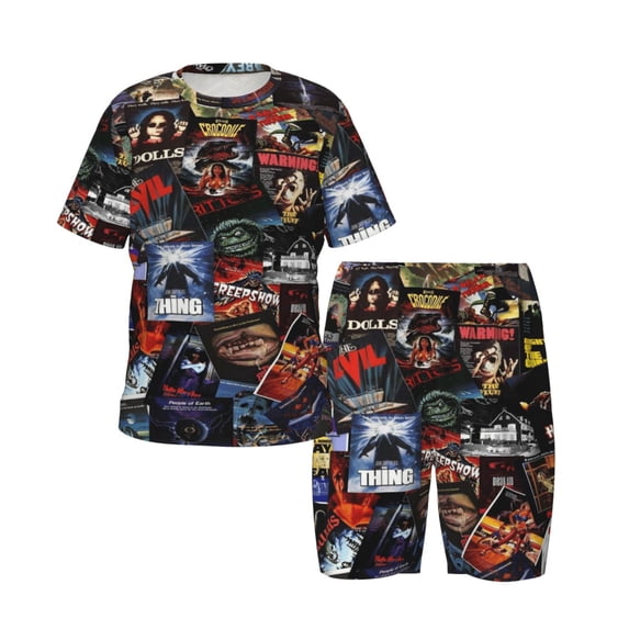 Horror Character Movie Pajamas Set Summer Cartoon Printed Short Set ...