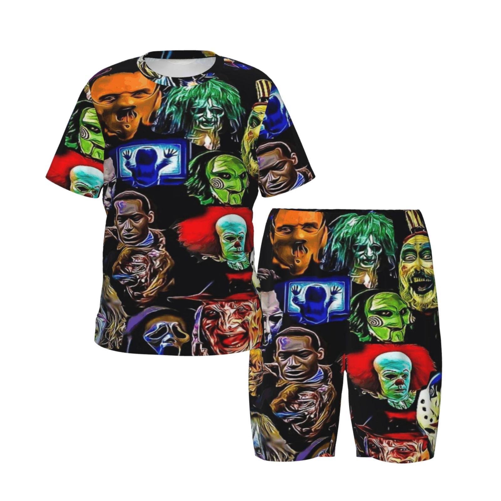 Horror Character Movie Pajamas Set Summer Cartoon Printed Short Set ...