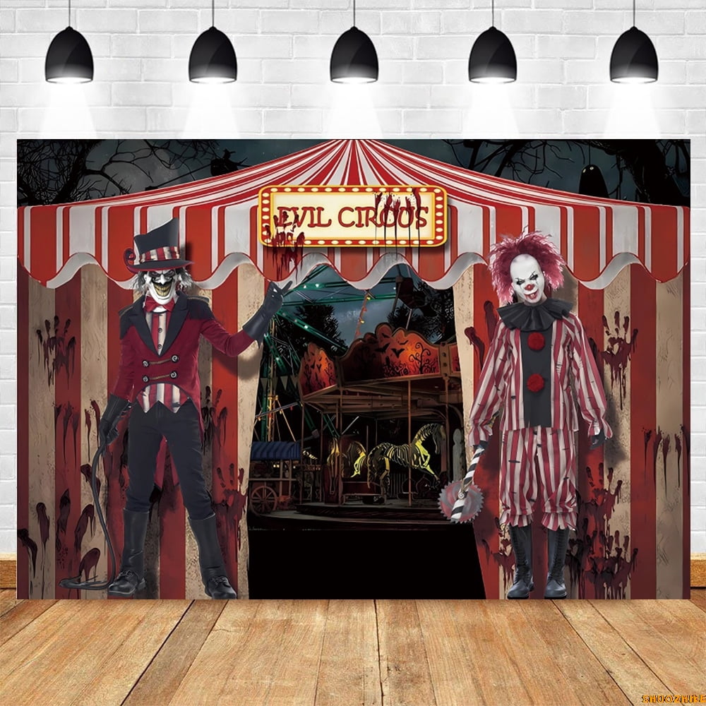 Horror Circus Hallowe Backdrop Horror Night Scary Circus Carnival Evil ...