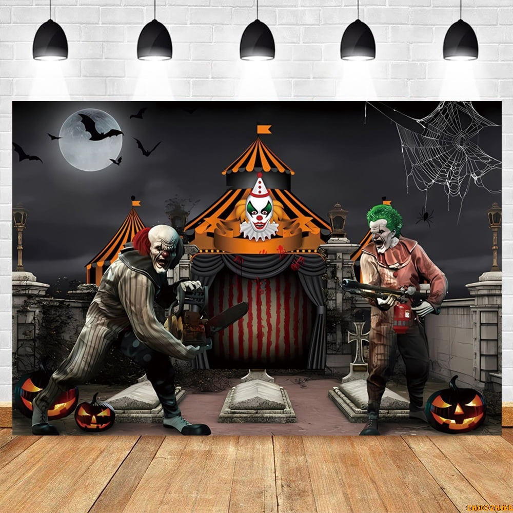 Horror Circus Hallowe Backdrop Horror Night Scary Circus Carnival Evil ...