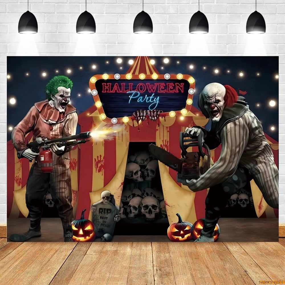Horror Circus Hallowe Backdrop Horror Night Scary Circus Carnival Evil ...