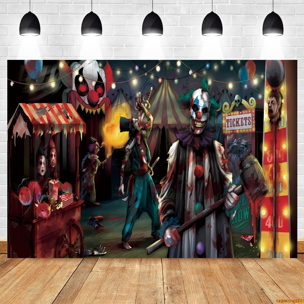Horror Circus Hallowe Backdrop Horror Night Scary Circus Carnival Evil ...