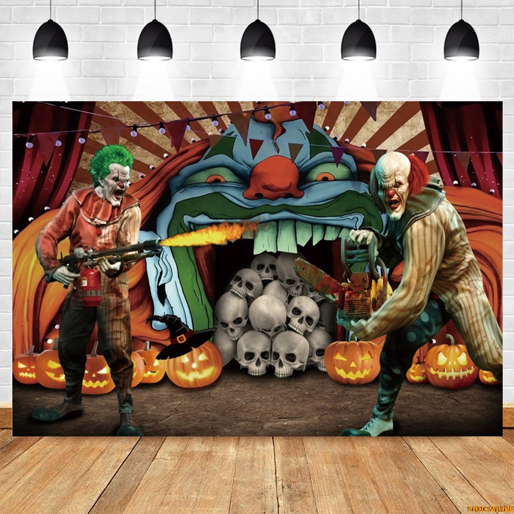 Horror Circus Hallowe Backdrop Horror Night Scary Circus Carnival Evil ...