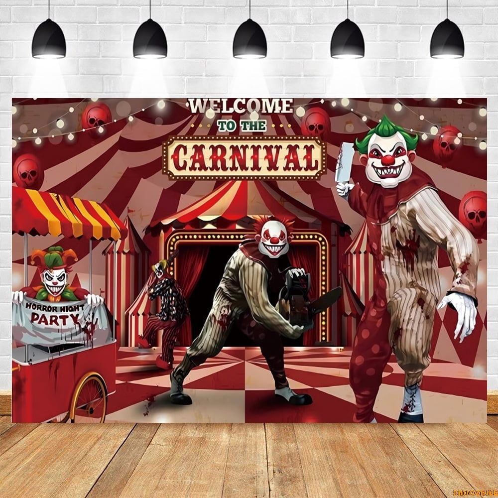 Horror Circus Hallowe Backdrop Horror Night Scary Circus Carnival Evil ...