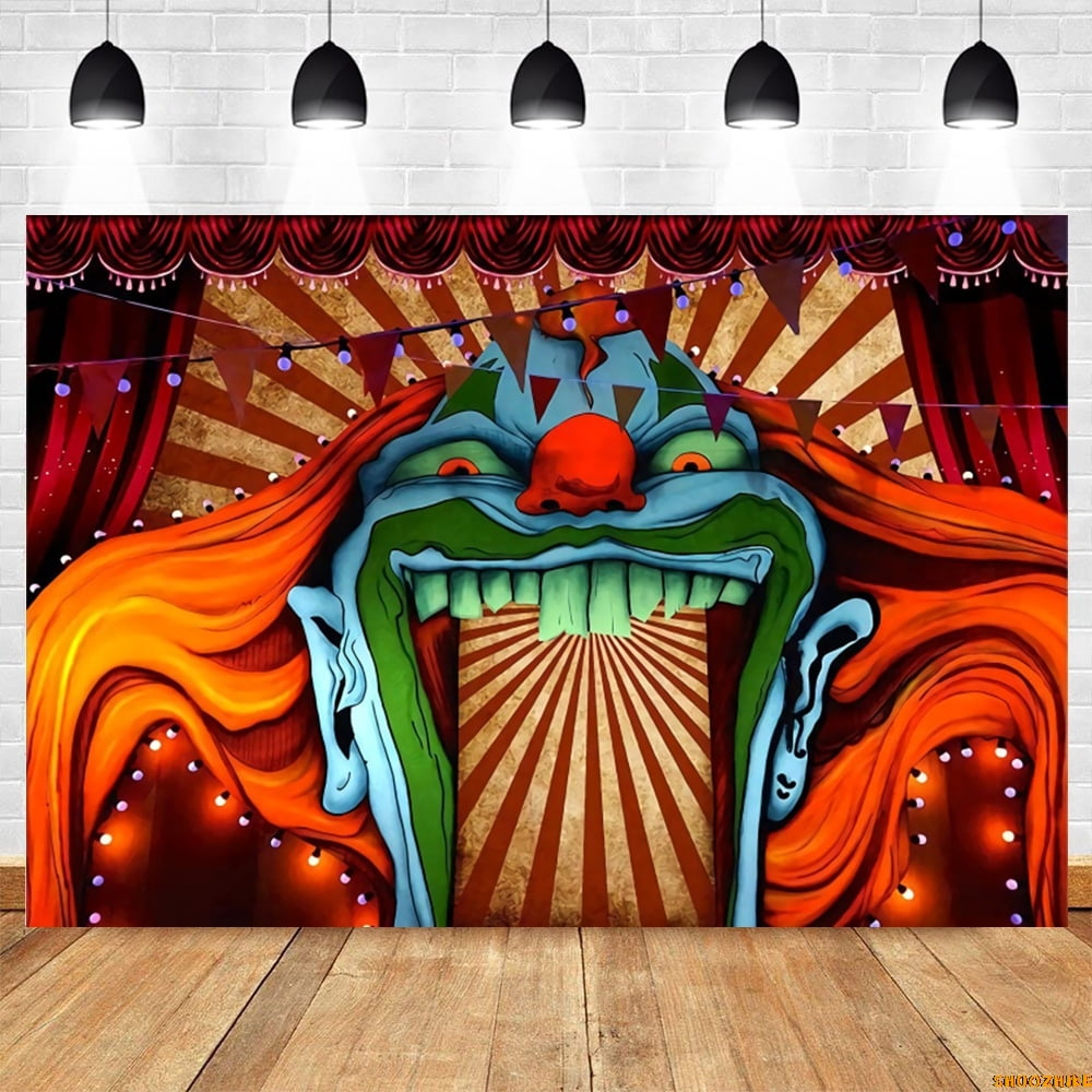 Horror Circus Hallowe Backdrop Horror Night Scary Circus Carnival Evil ...