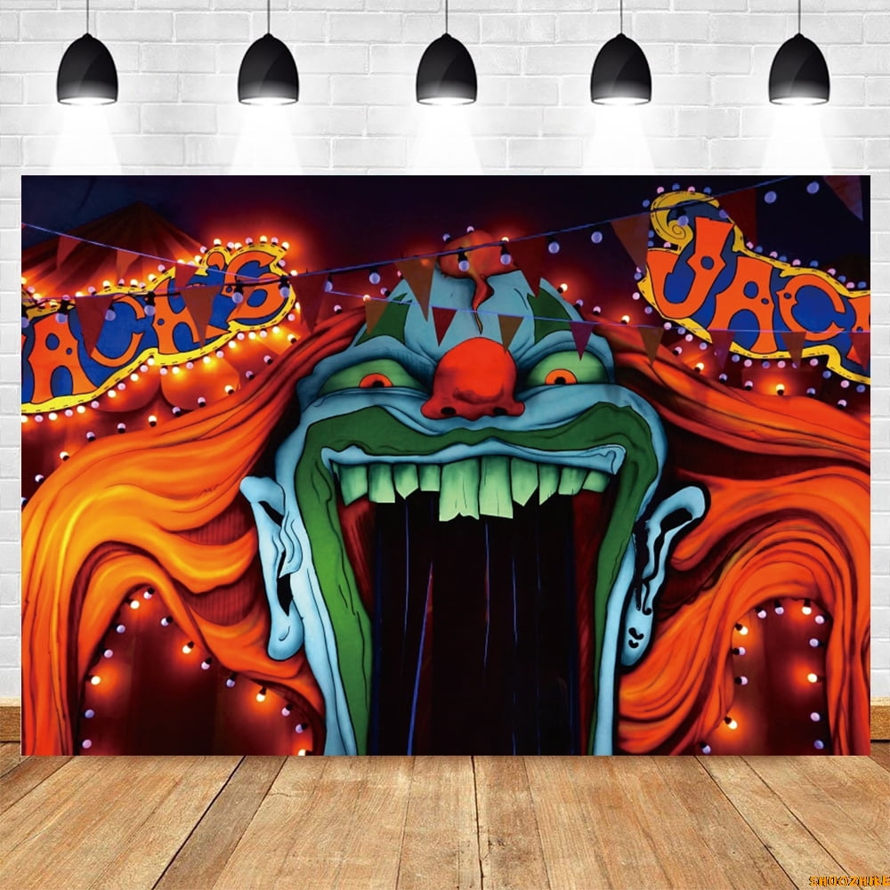 Horror Circus Hallowe Backdrop Horror Night Scary Circus Carnival Evil ...