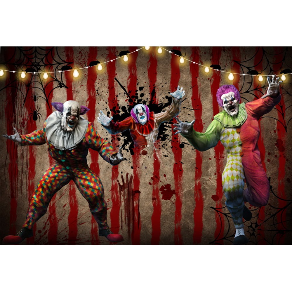Horror Circus Halloween Backdrop Giant Evil Clown Entrance Scary Skull ...