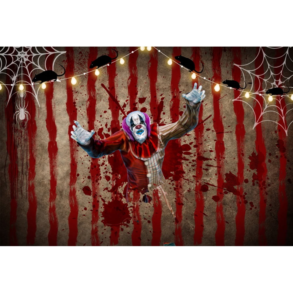 Horror Circus Halloween Backdrop Giant Evil Clown Entrance Scary Skull ...