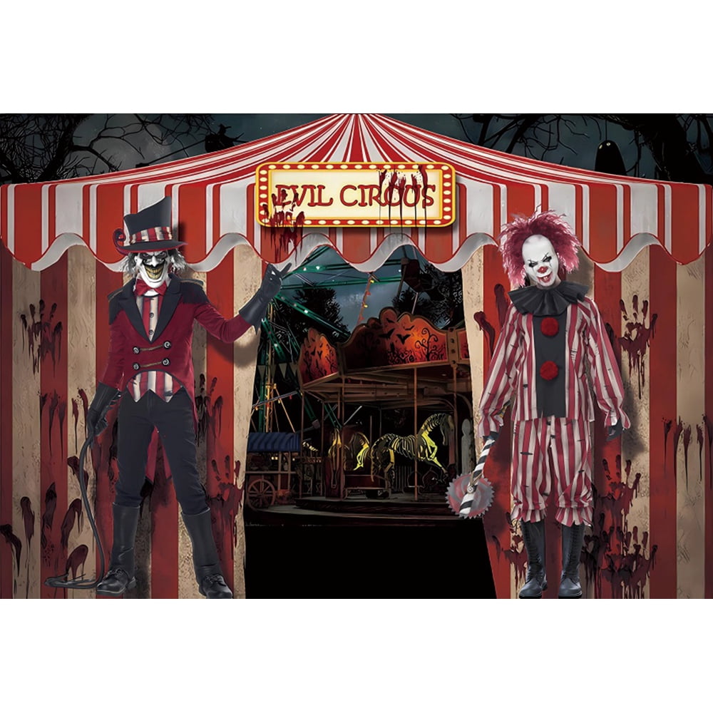 Leather Clutch Wallet Scary Circus Halloween Backdrop - 7x5ft Evil ...