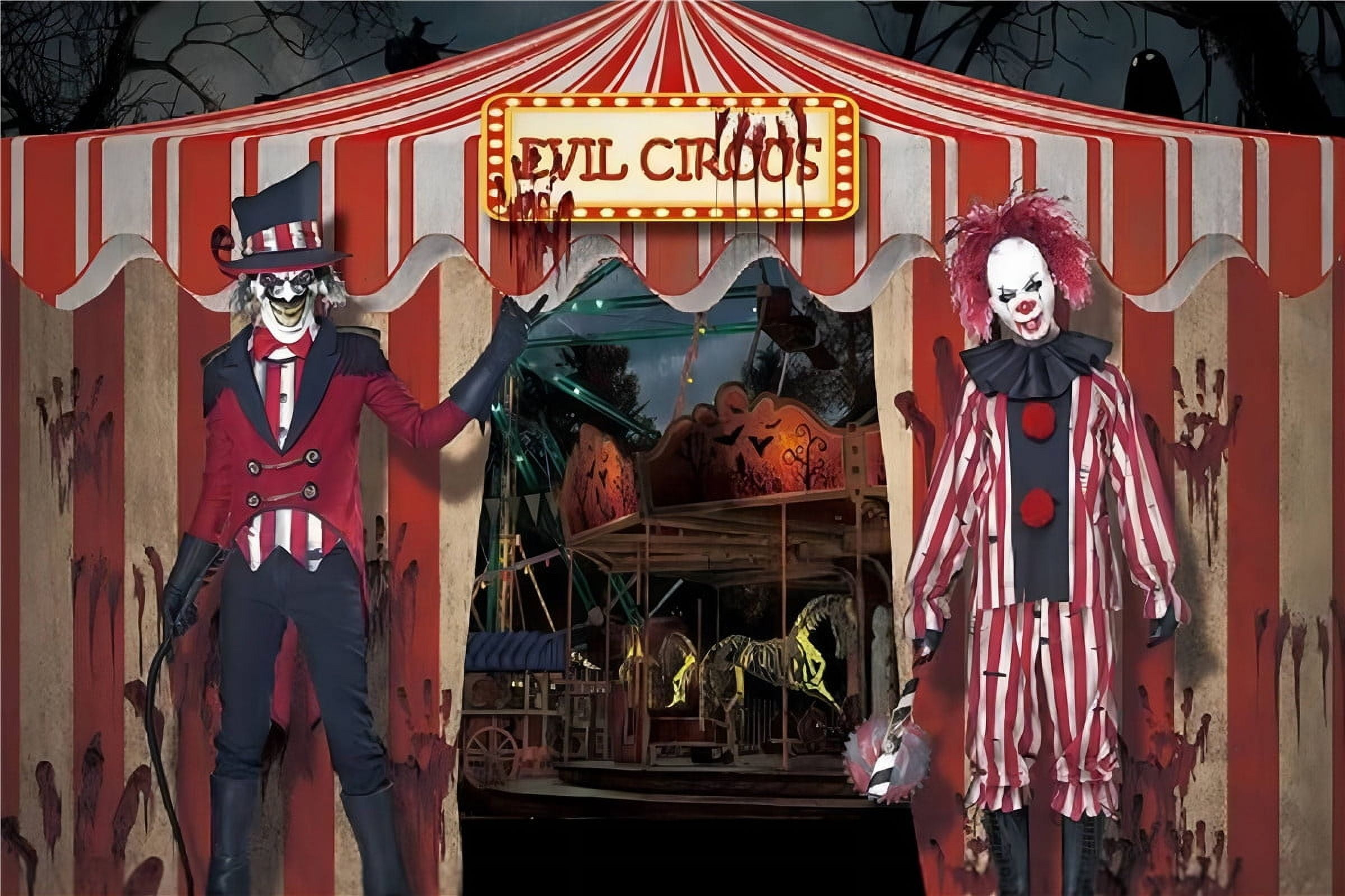 Horror Circus Halloween Photography Backdrop Purple Stripes Giant Evil ...