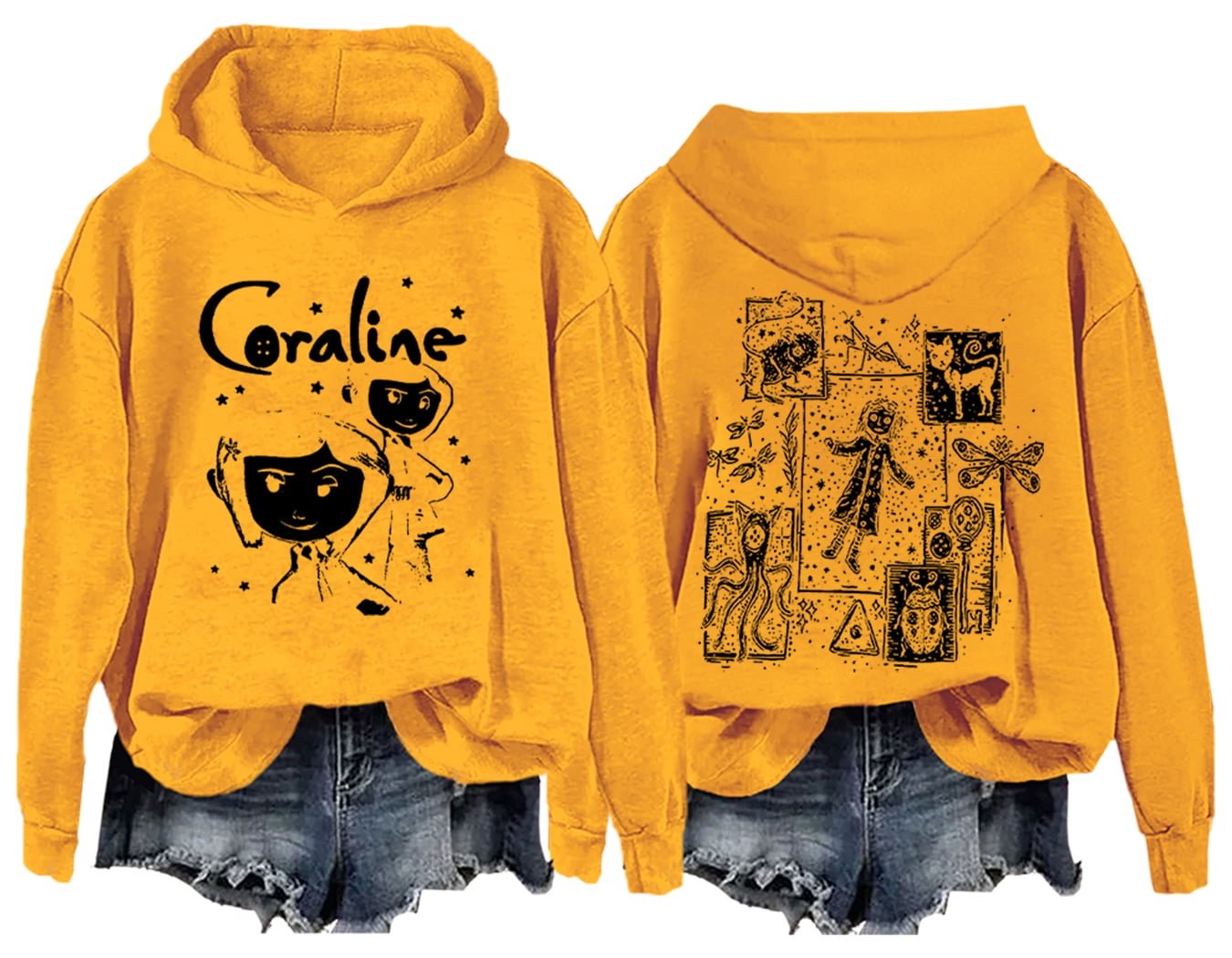 Horror Coraline Movie Hoodie, Halloween Coraline Hoodie, Horror ...