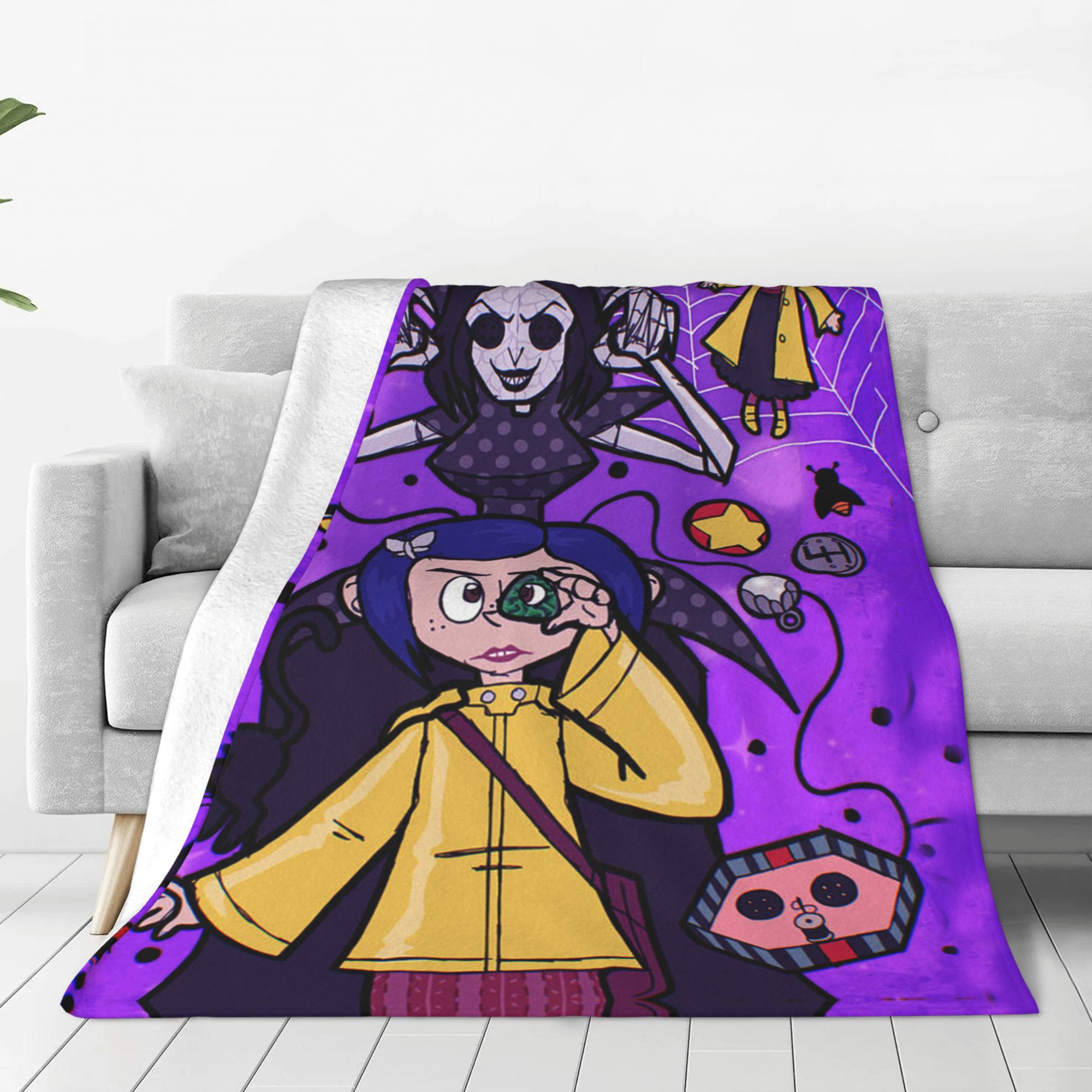 Horror Coraline Other Mother Soft Lightweight Bed Blankets Plush Fuzzy ...
