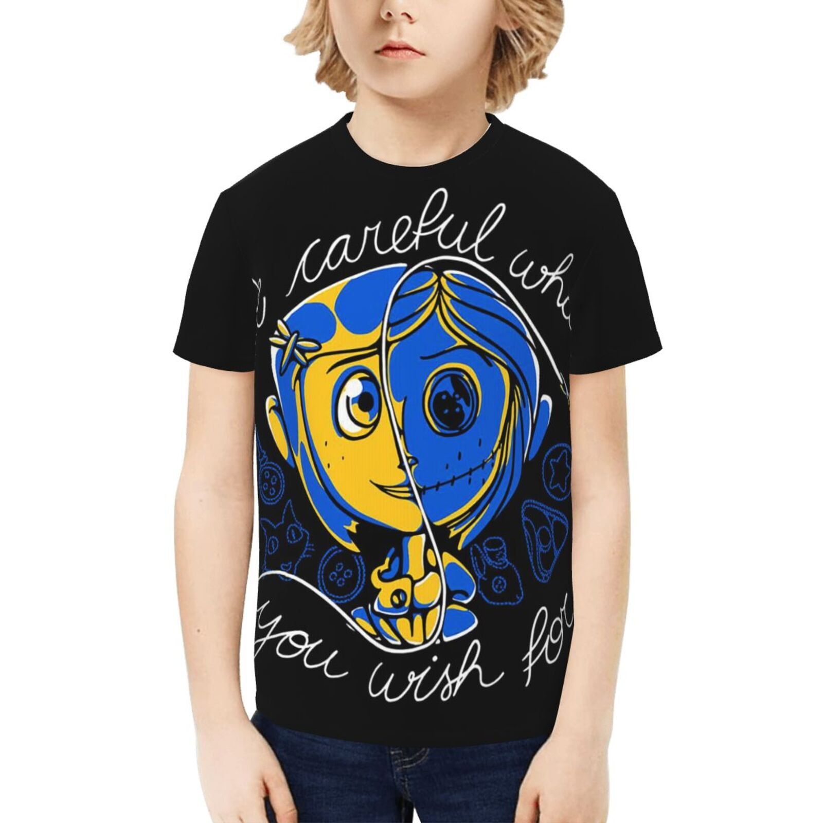 Horror Coraline Youth Kids Fashion T-Shirt Graphic Short Sleeve Shirt ...