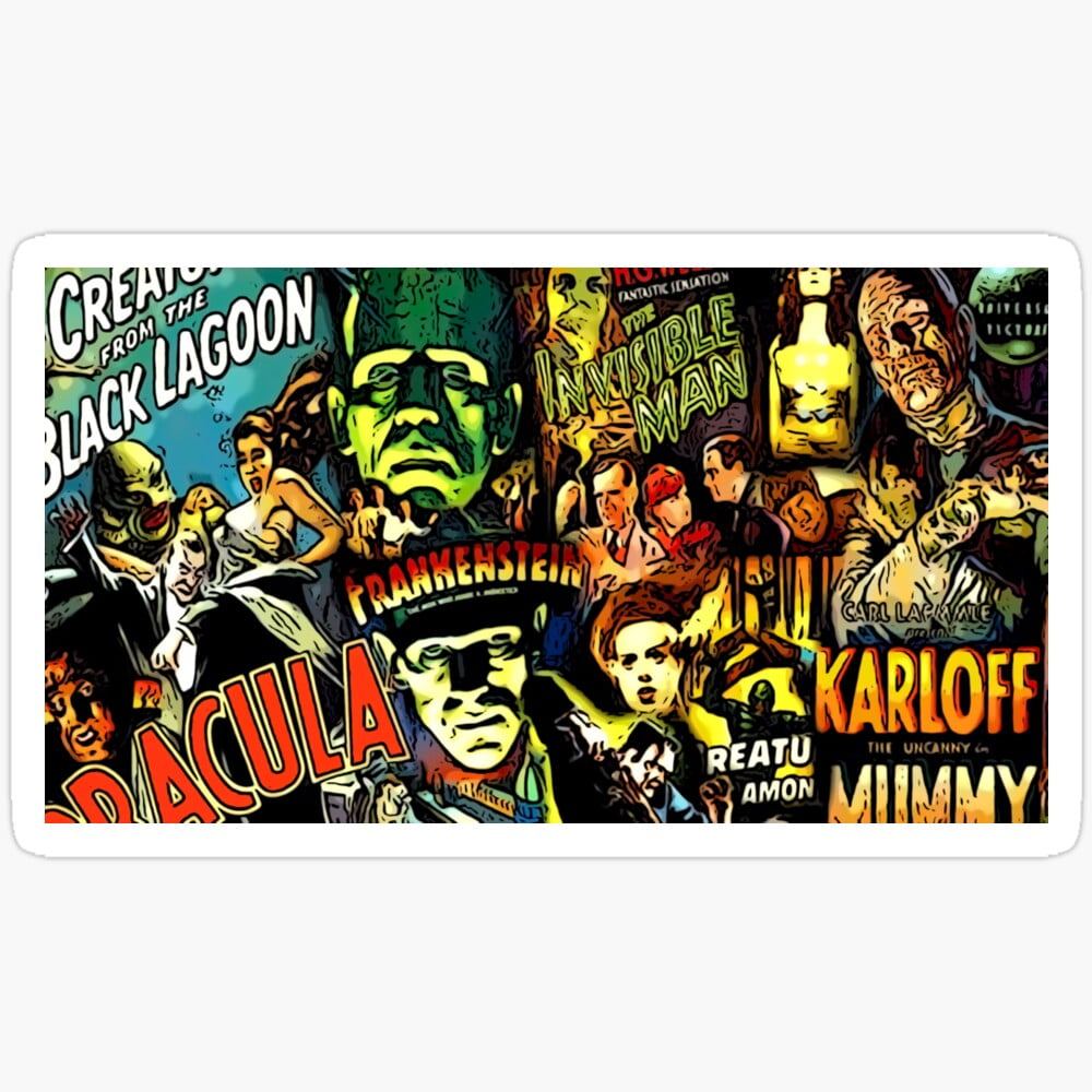 Horror Cult Universal Monsters Movies Face Mask Sticker Phone Decal ...