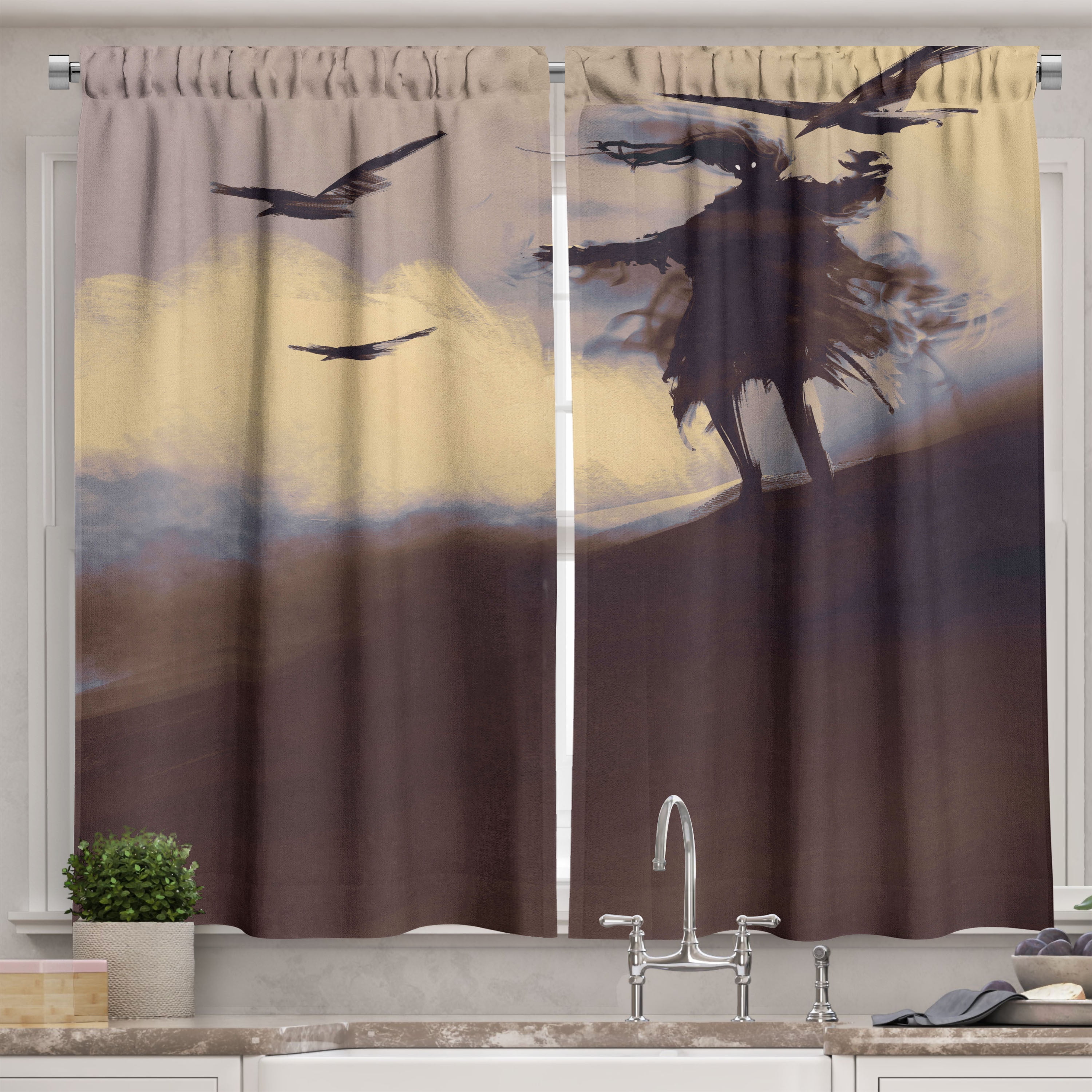 Horror Curtains 2 Panels Set, Dark Soul From a Scary Movie Film Movie ...