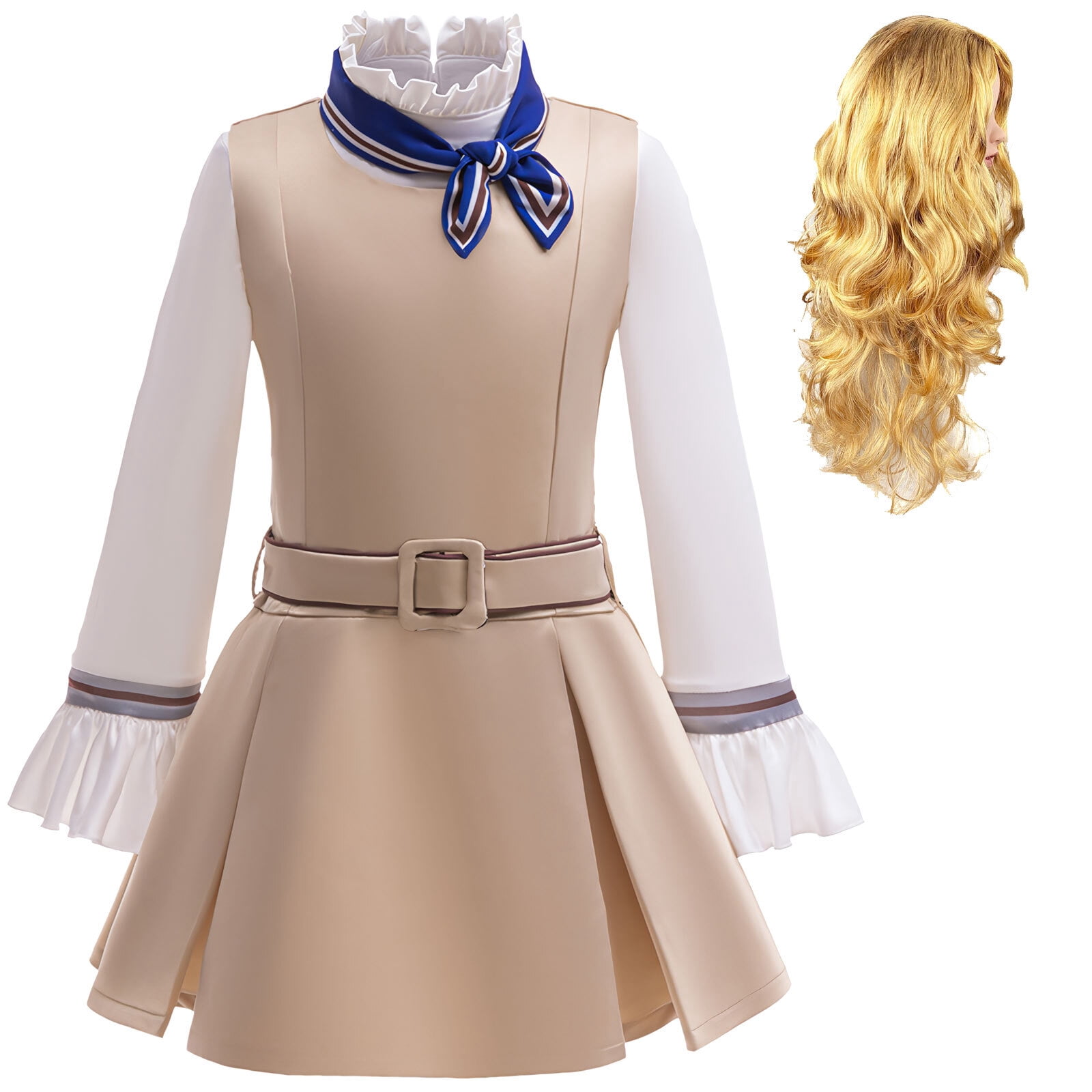 Horror Evil AI Doll Costume w/Wig for Girls Halloween 5-piece Outfit ...