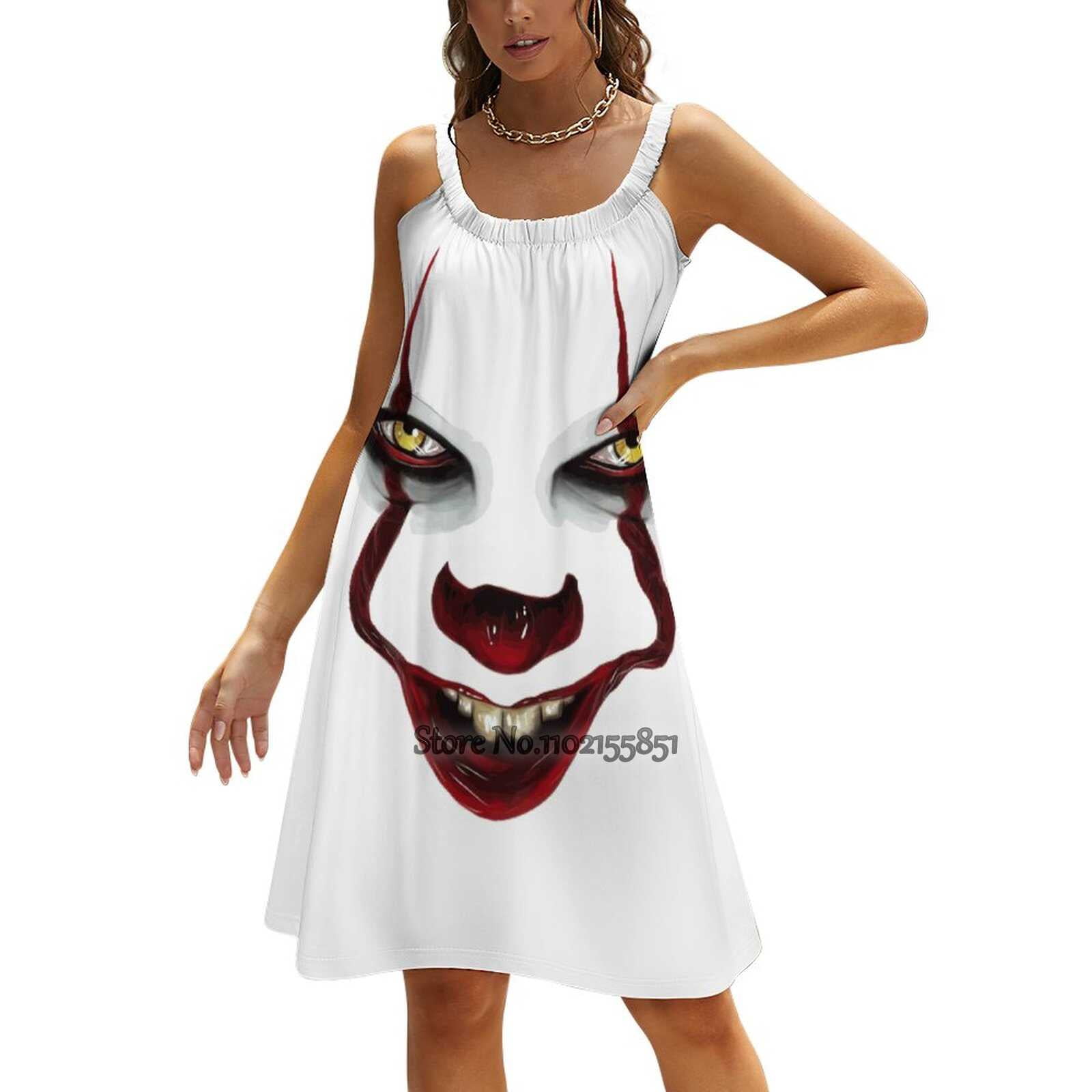 Horror Face Back Lacing Backless Dress Square Neck New Plus Size ...