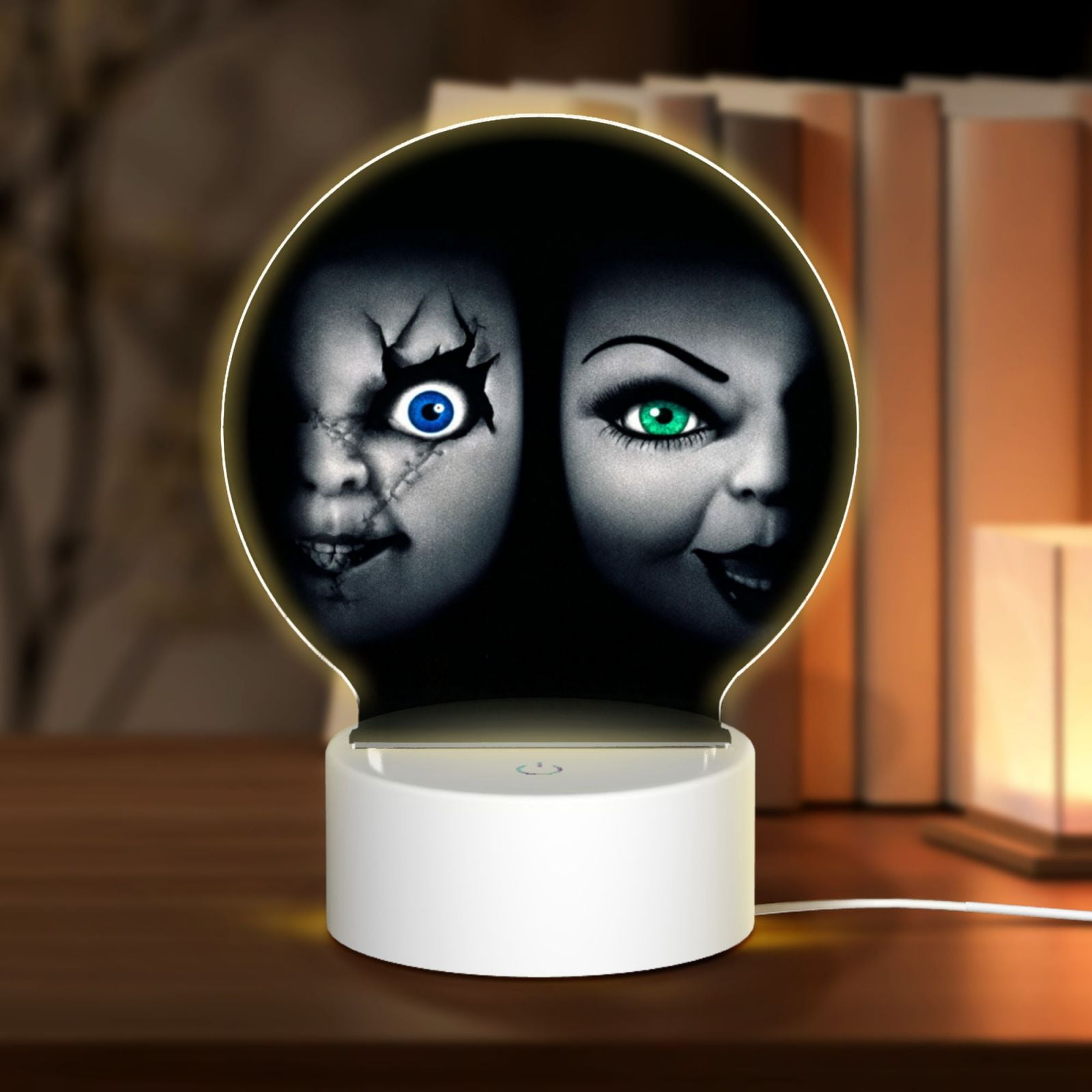 Horror Film Bride Of Chucky Round Acrylic Night Light Decoration USB ...
