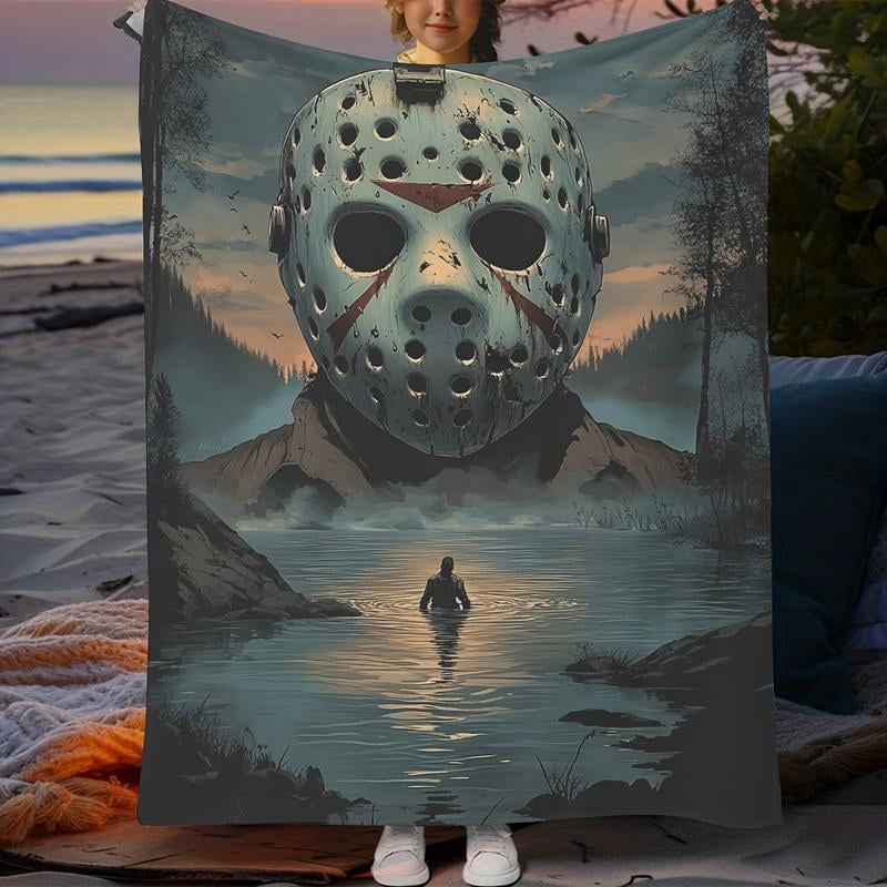Horror Flannel Blanket - Jason Voorhees Design, Soft Polyester ...