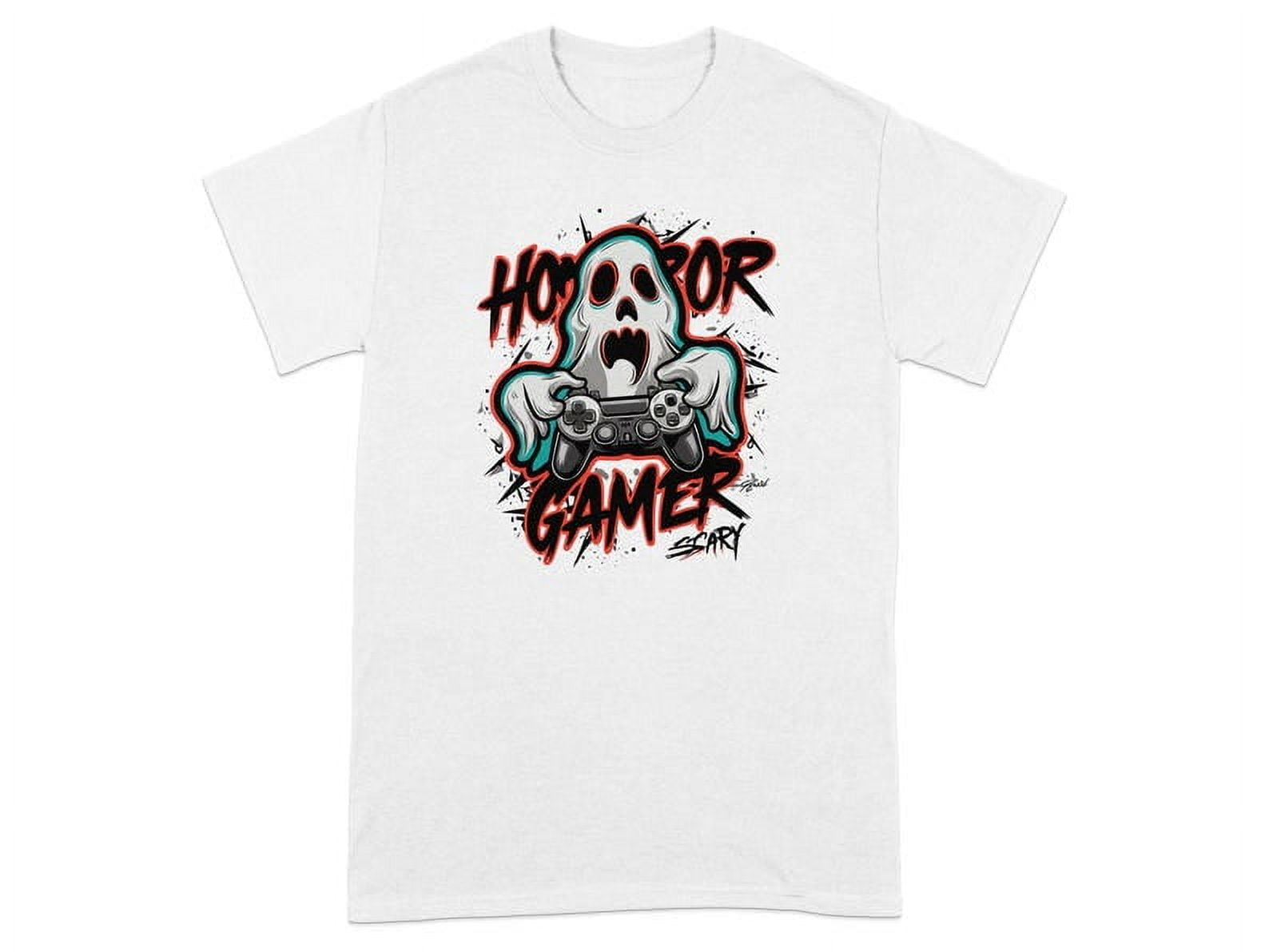 Horror Gamer T-Shirt, Scary Ghost Gamer Tees, Halloween Gaming Shirt ...