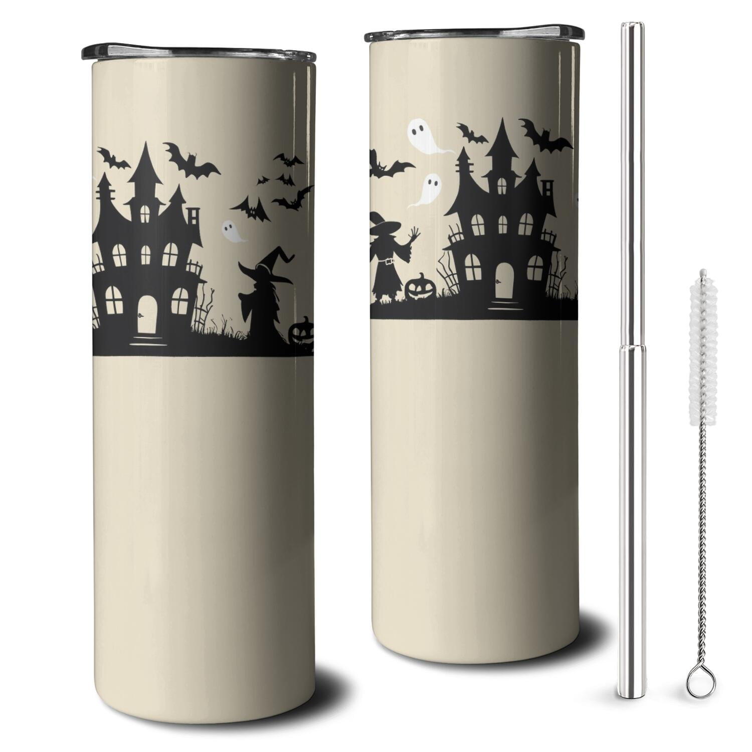 Horror Ghost 20oz Skinny Tumbler - Skeleton Spider Web Design Insulated ...