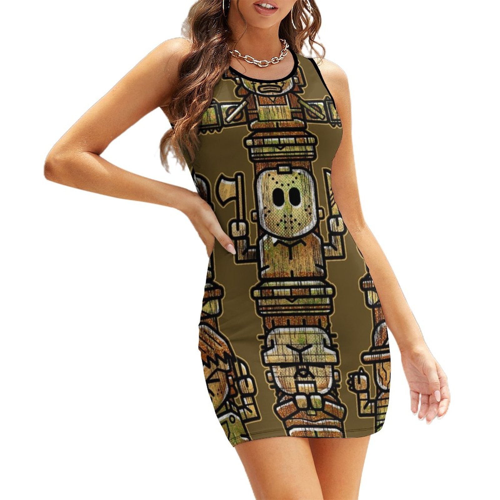 Horror Gods Evening Party Dresses Midi Sexy Dress Female Sweet One ...