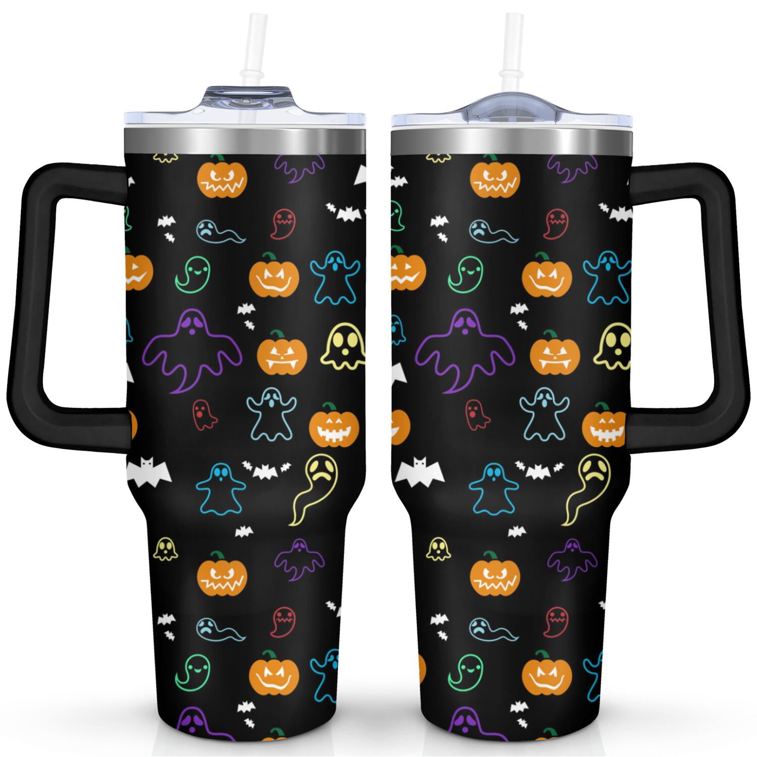 Horror Gothic Tumbler 40oz - Skull Bat Web Design BPA-Free Insulated ...
