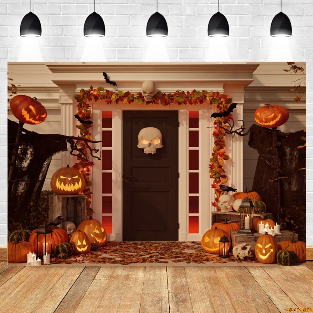 Horror Hallowe Backdrop Blood Zombie Skeleton Skull Grim Reaper Room ...
