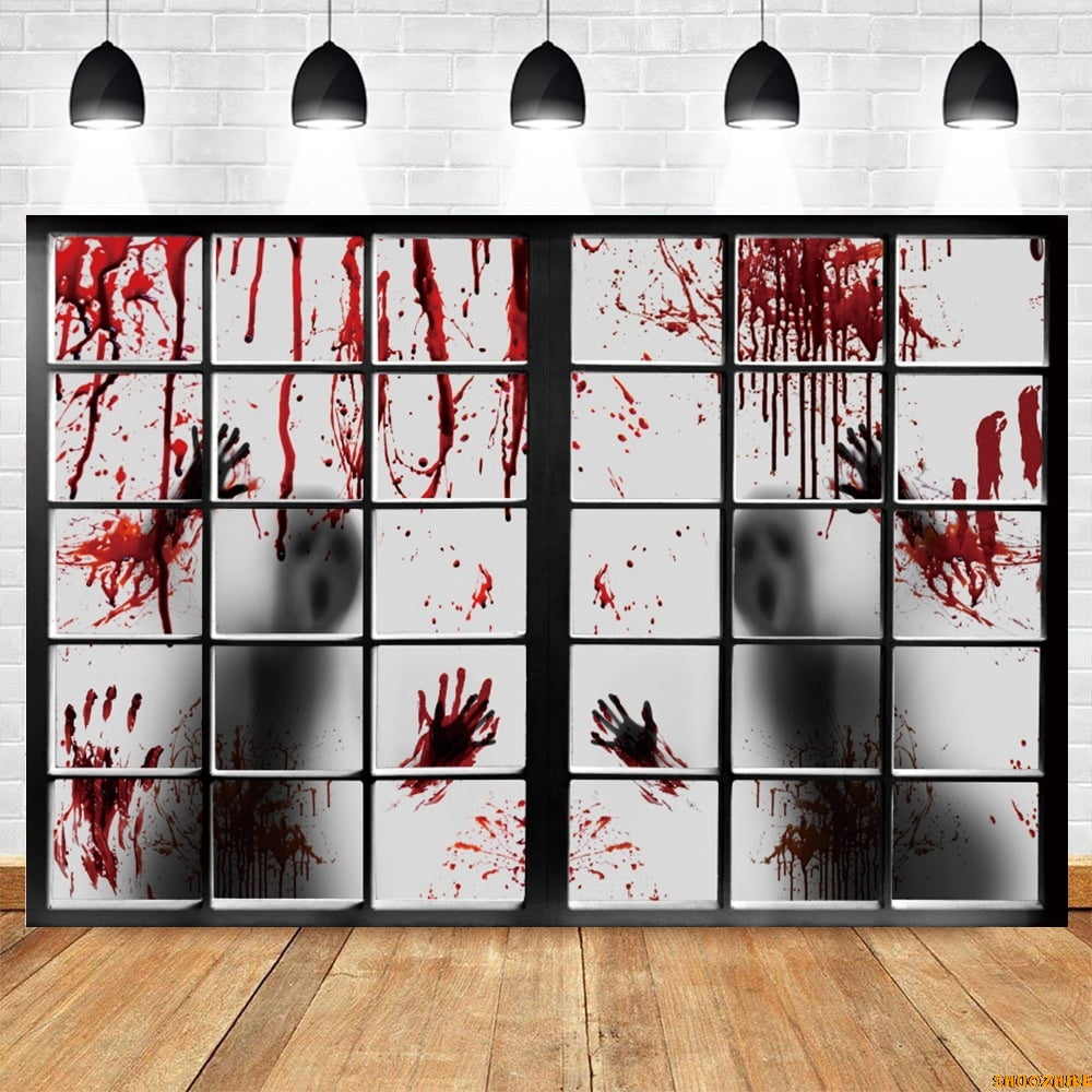 Horror Hallowe Backdrop Blood Zombie Skeleton Skull Grim Reaper Room ...