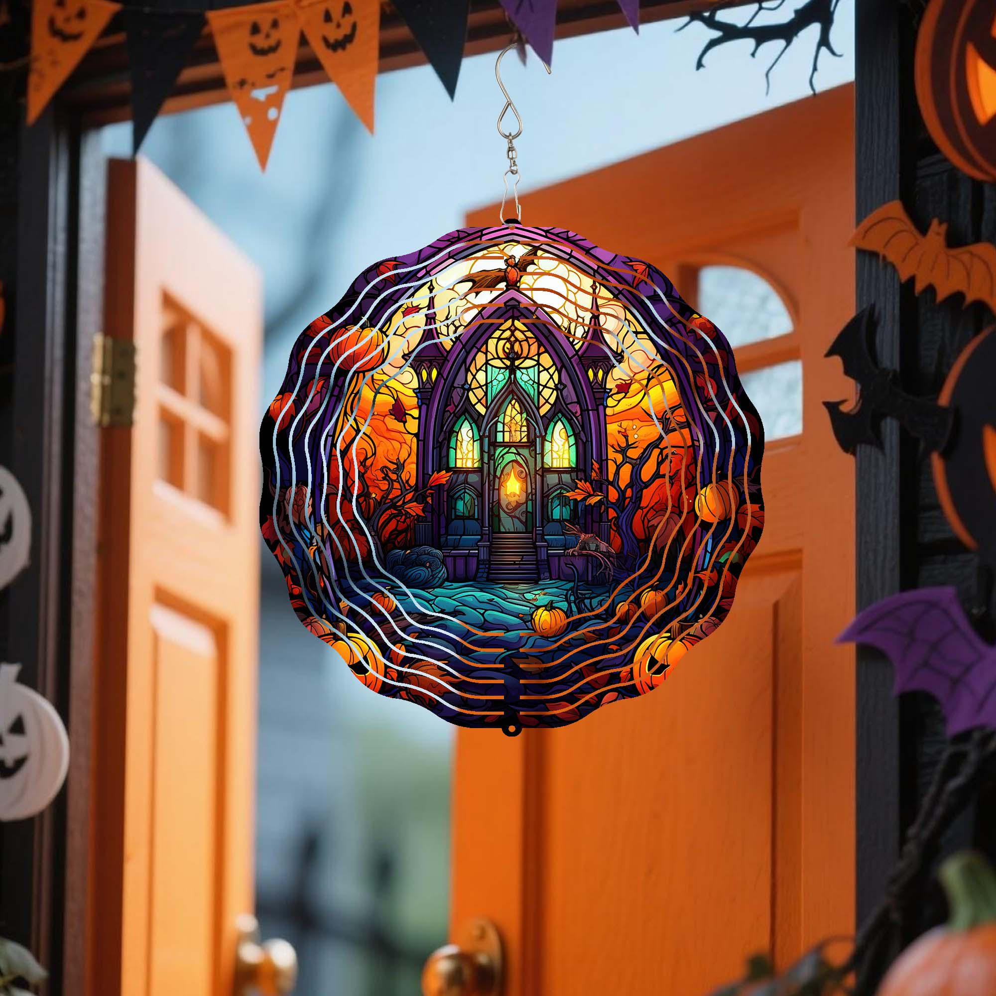 Horror Halloween Castle 3D Wind Spinner Metal Kinetic Yard Art ...