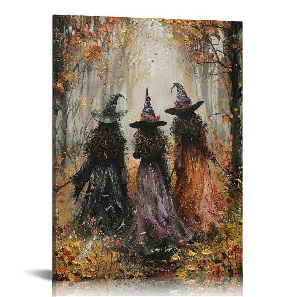 Horror Halloween Decor Wall Art Print Three Witches In The Forest ...
