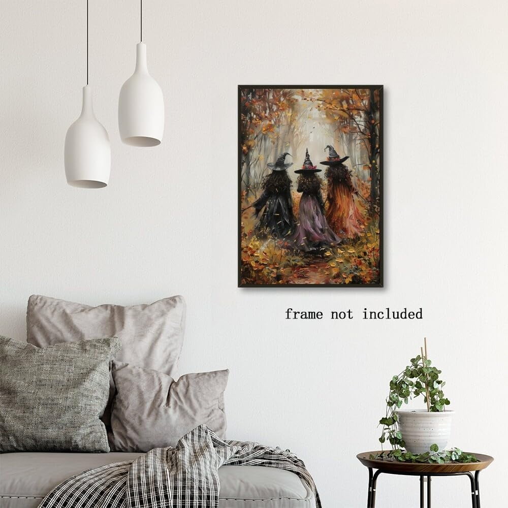 Horror Halloween Decor Wall Art Print Three Witches In The Forest ...