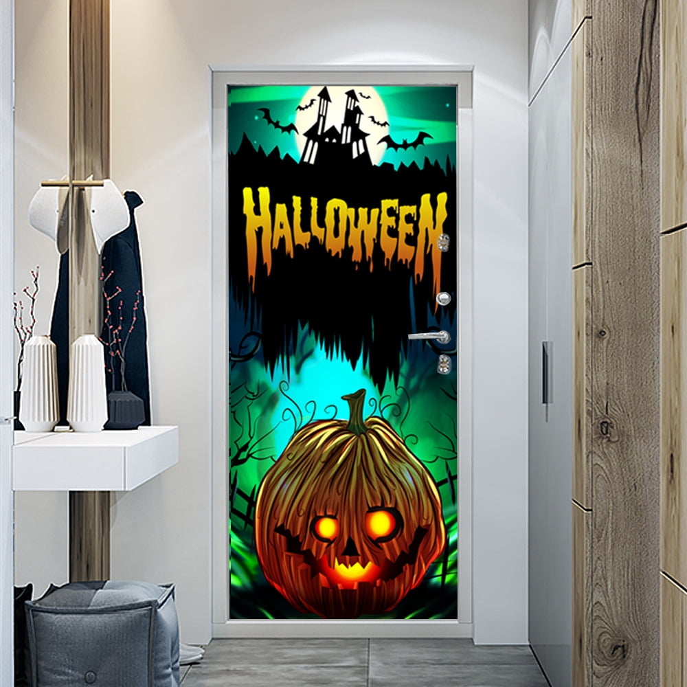 Horror Halloween Door Stickers 3D Mural Decal Scary Night Home Bedroom ...