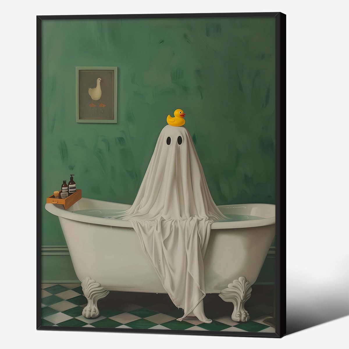 Horror Halloween Poster Cute Holding Candle Ghost Wall Art Gothic Dark ...
