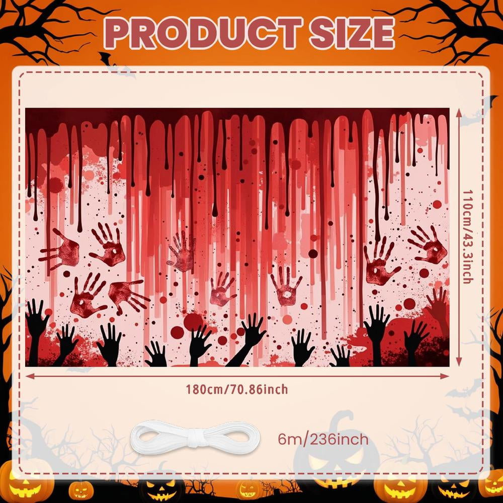 Horror Halloween Scary Blood Splatter Backdrop Red Blood Dripping Ghost ...