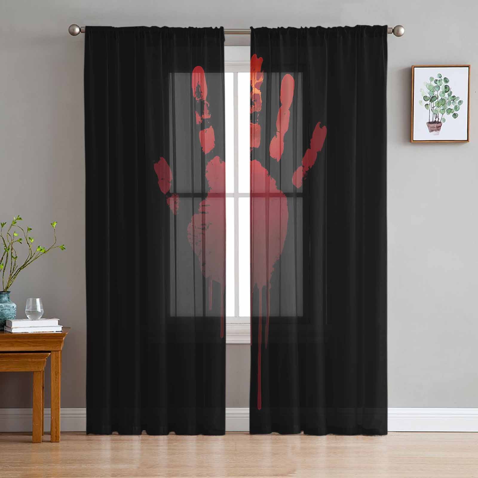 Horror Halloween Sheer Curtains 96 Inches Long 2 Panels Set, Window ...