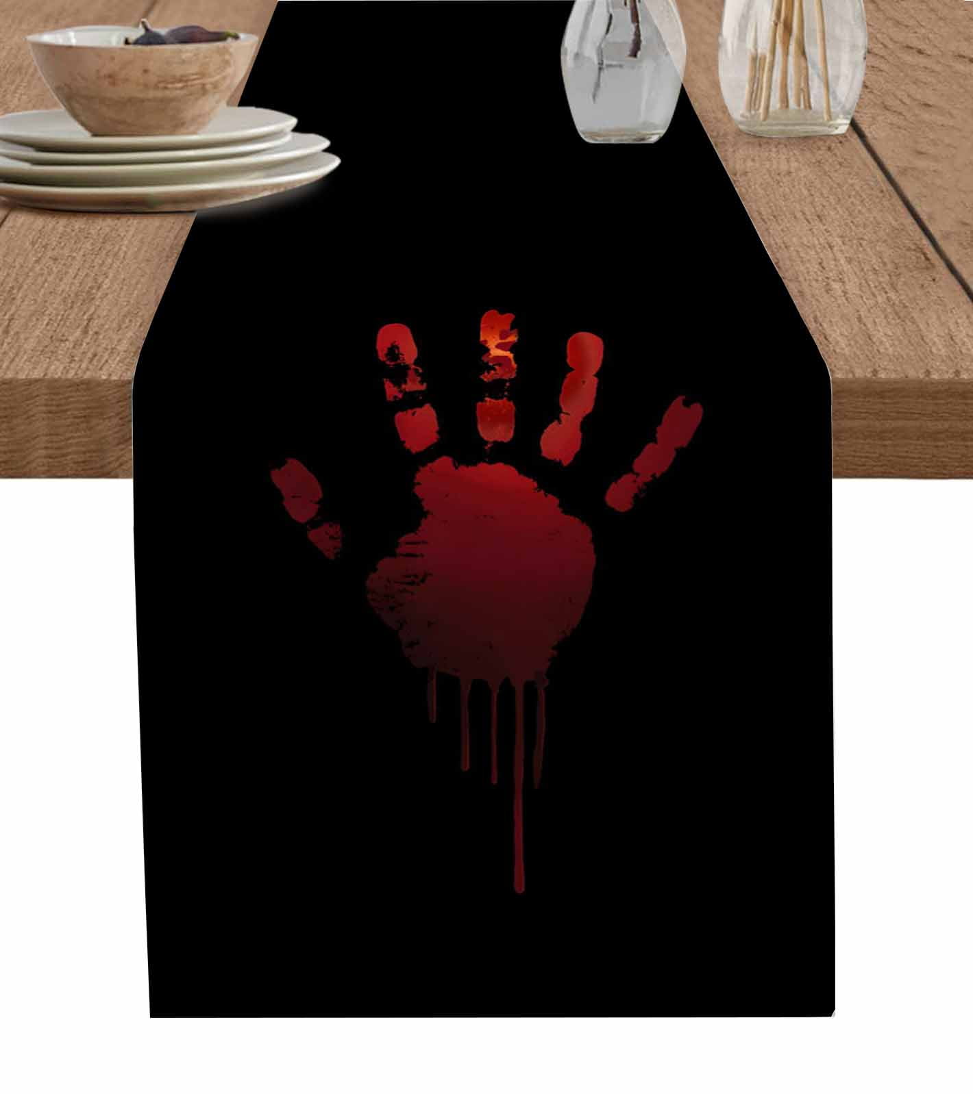 Horror Halloween Table Runner 70 Inches, Red Bloody Hand Bed Runner ...