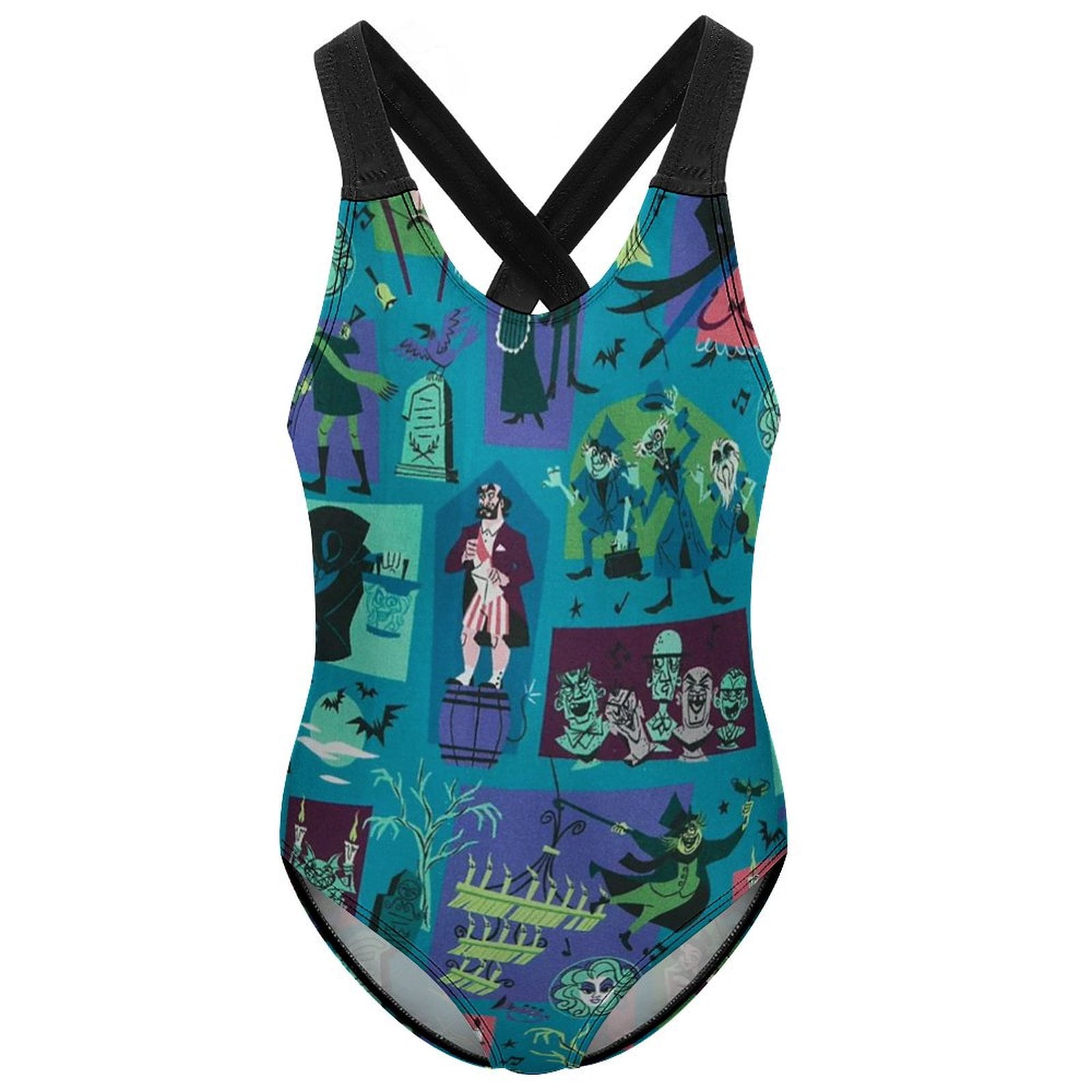 Horror Haunted Mansion Children's One-piece Swimsuit Summer Girl's ...
