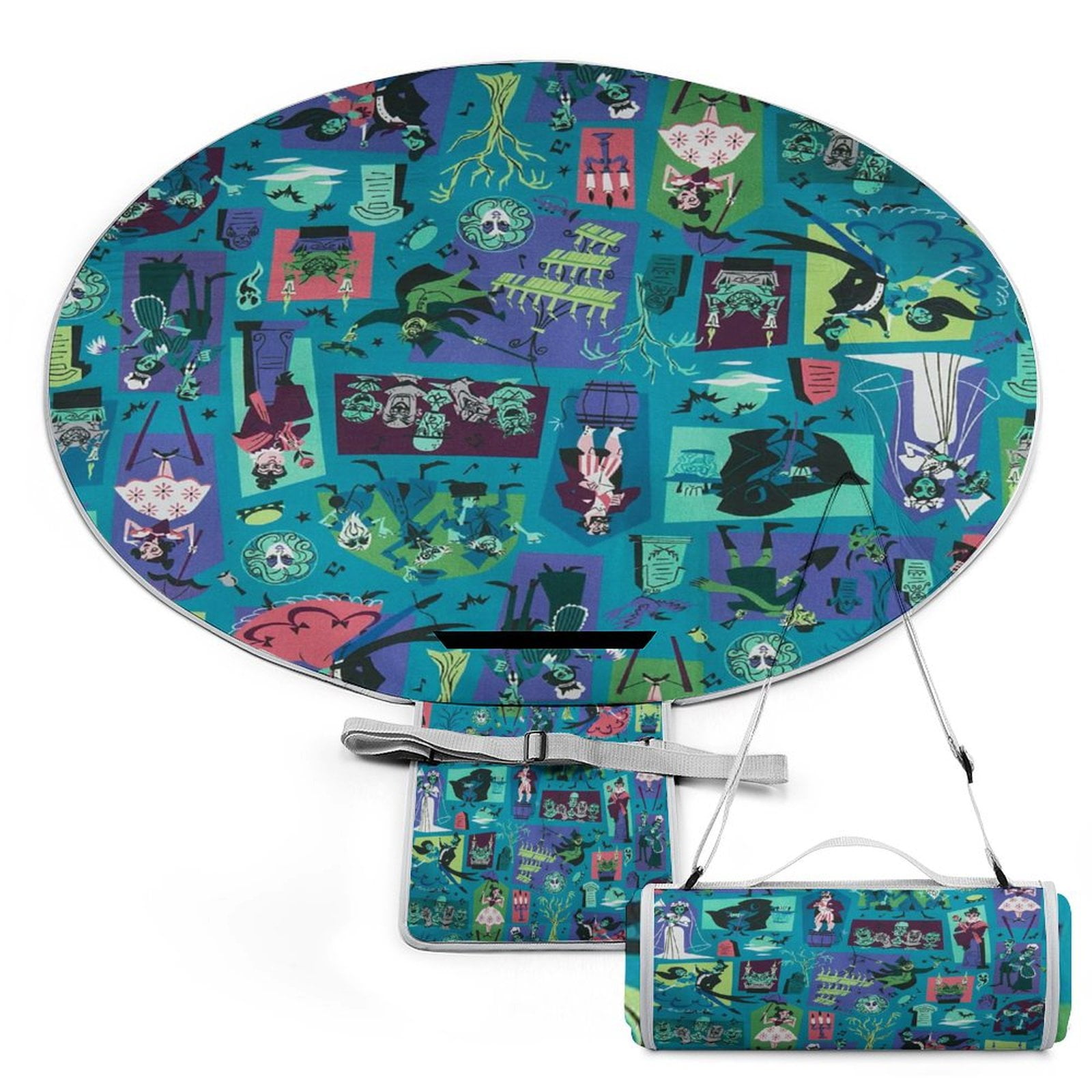 Horror Haunted Mansion Round Picnic Mat Summer Beach Blanket Crawling ...