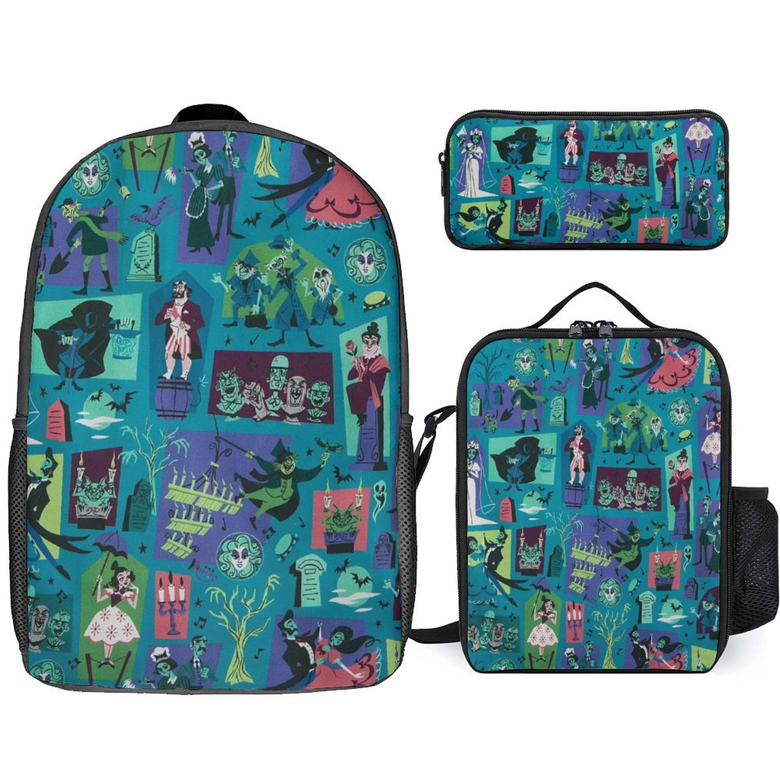 Horror Haunted Mansion Schoolbag With Lunch Bag Pencil Case Set Unisex ...